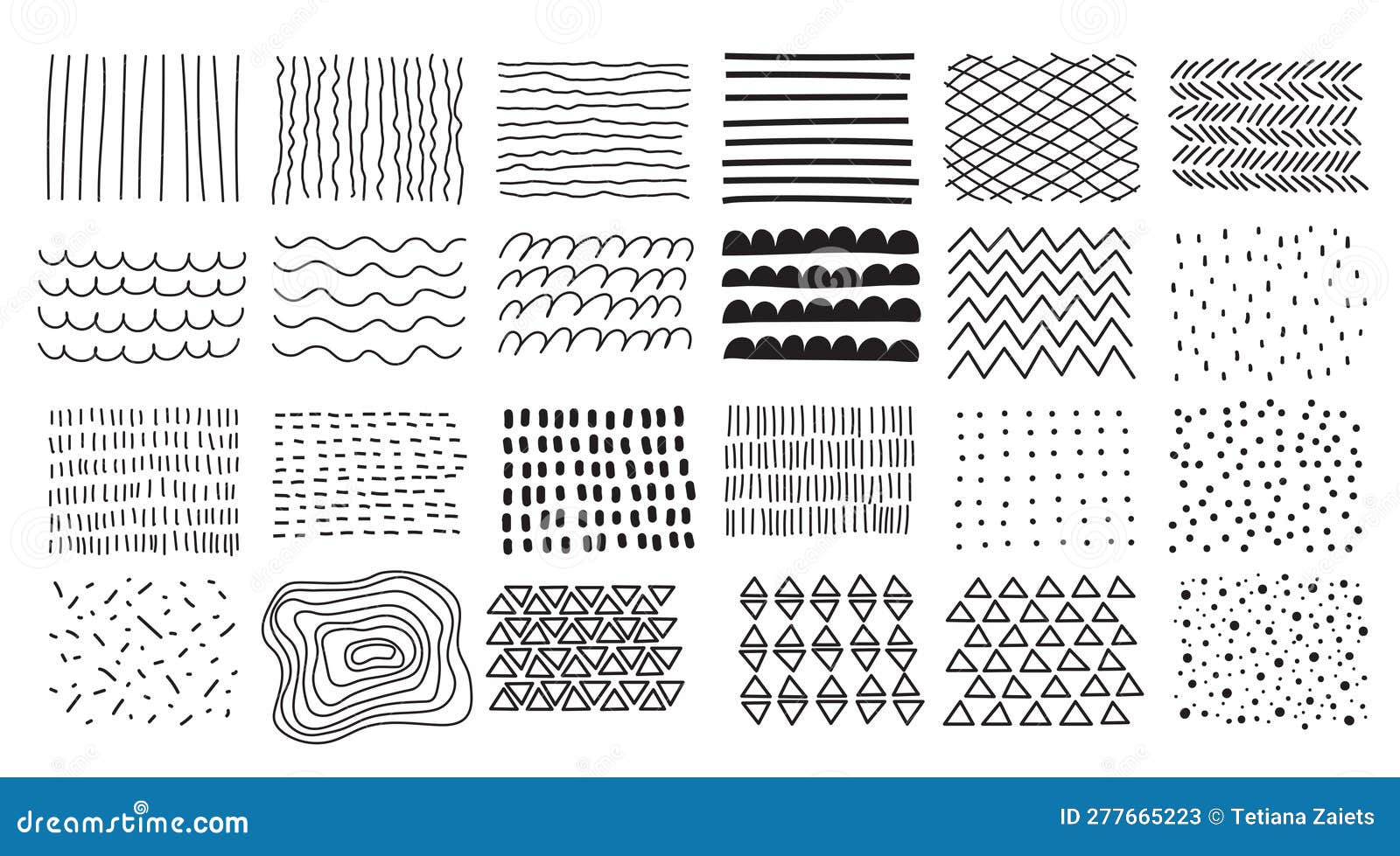 Hand Draw Texture Pattern Set. Abstract Vector Background in Simple ...