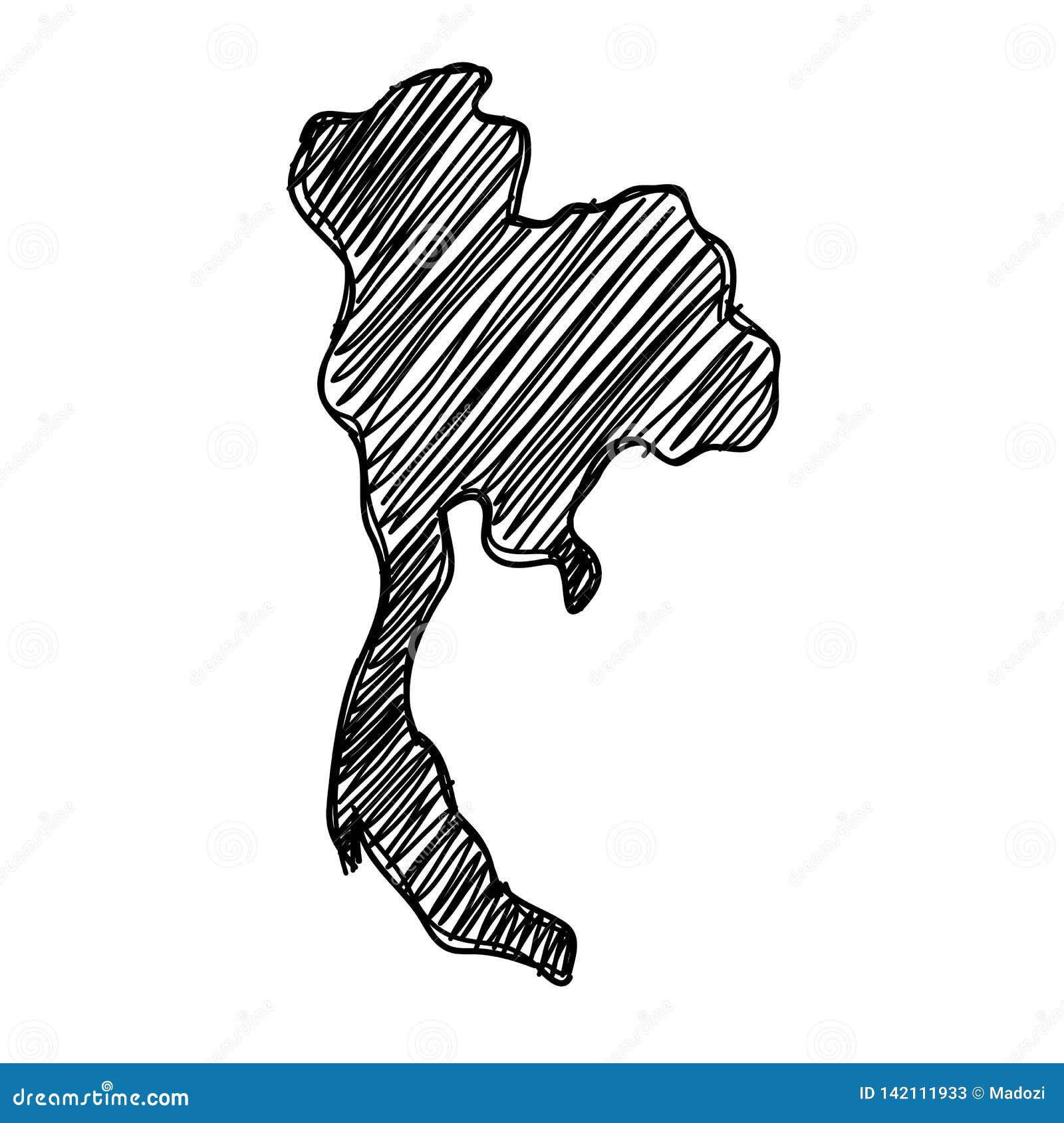 Hand draw Thailand Map stock vector. Illustration of travel - 142111933