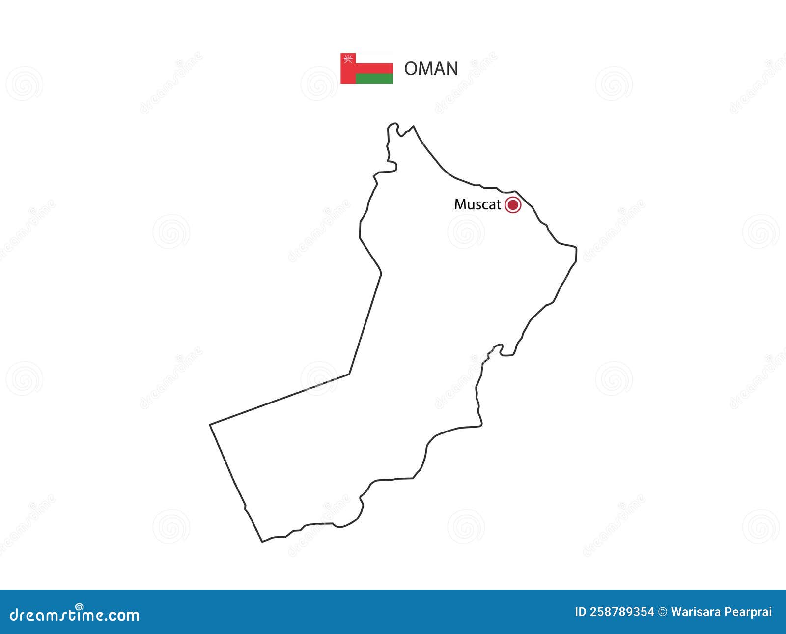 Hand Draw Thin Black Line Vector of Oman Map with Capital City Muscat ... Hand Draw Thin Black Line Vector of Oman Map with Capital City Muscat ...