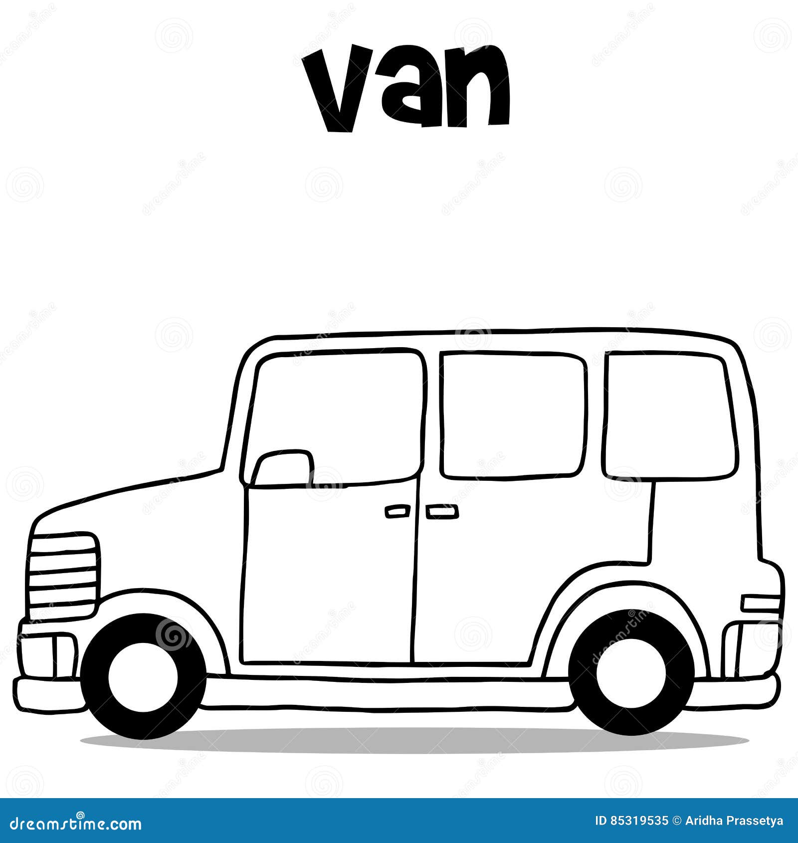 Hand Draw Transportation of Van Stock Vector - Illustration of travel ...