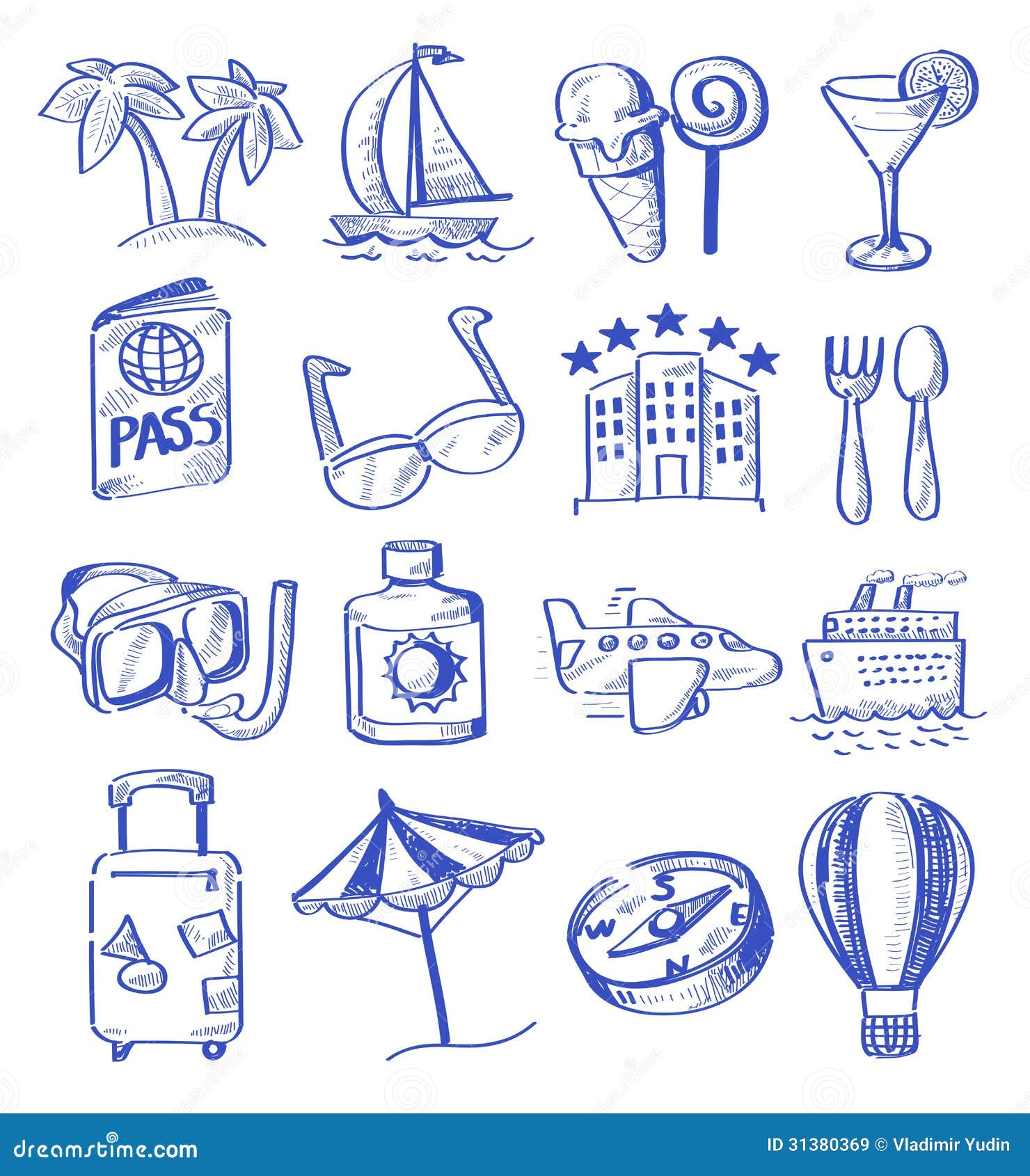 Hand draw travel stock vector. Illustration of boat, style - 31380369