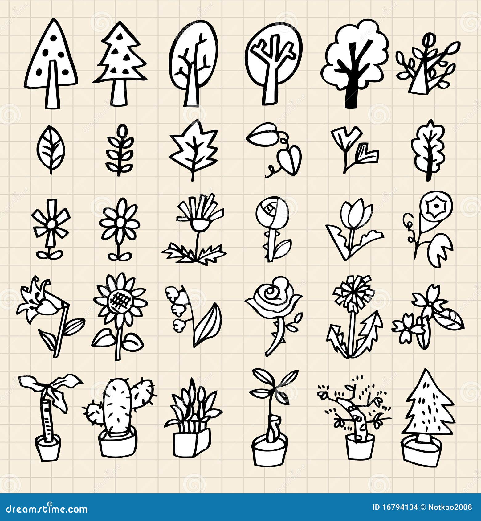 Hand draw tree icon stock vector. Illustration of icon - 16794134