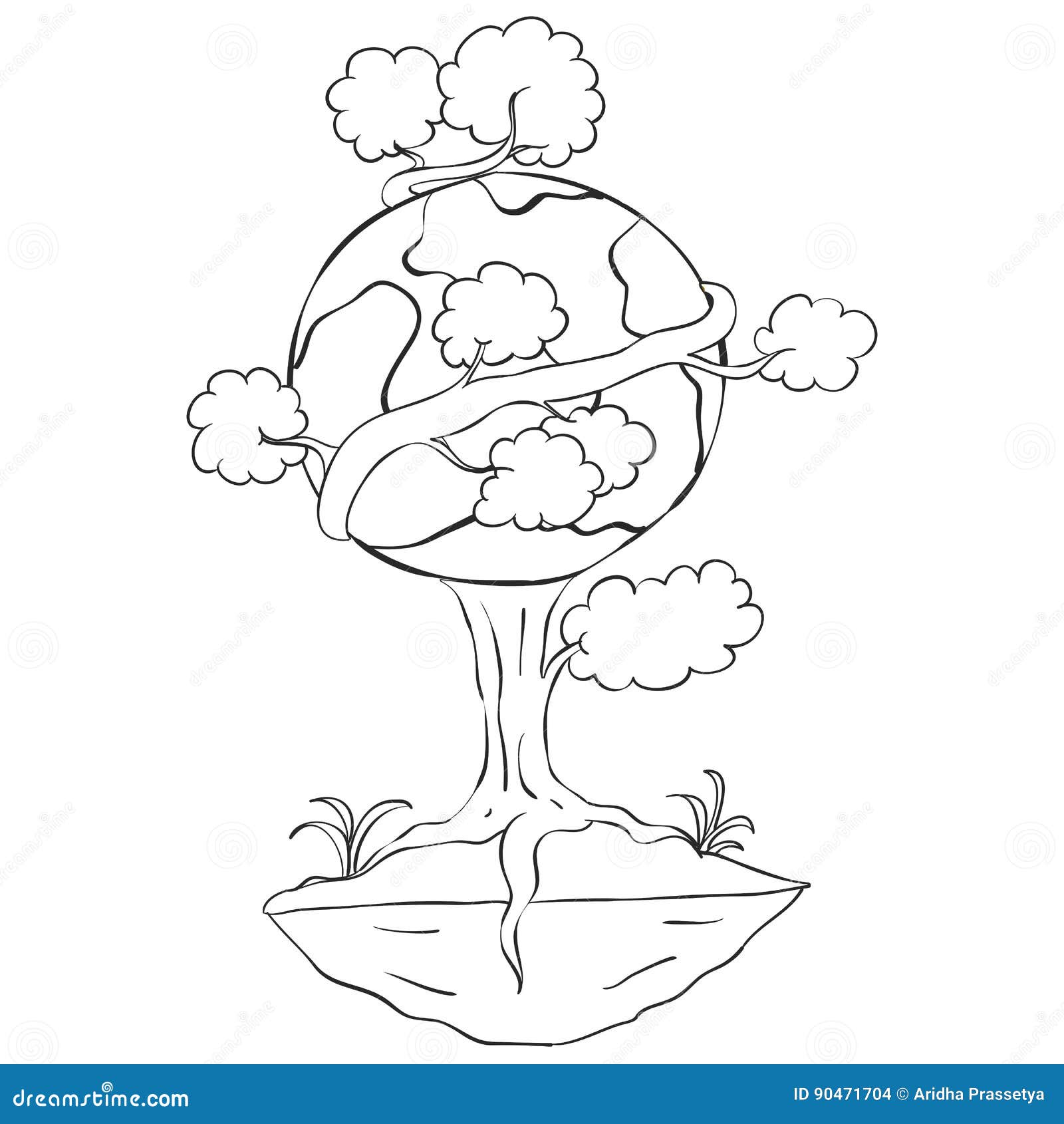 Hand Draw Tree World for Earth Day Stock Vector - Illustration of april ...