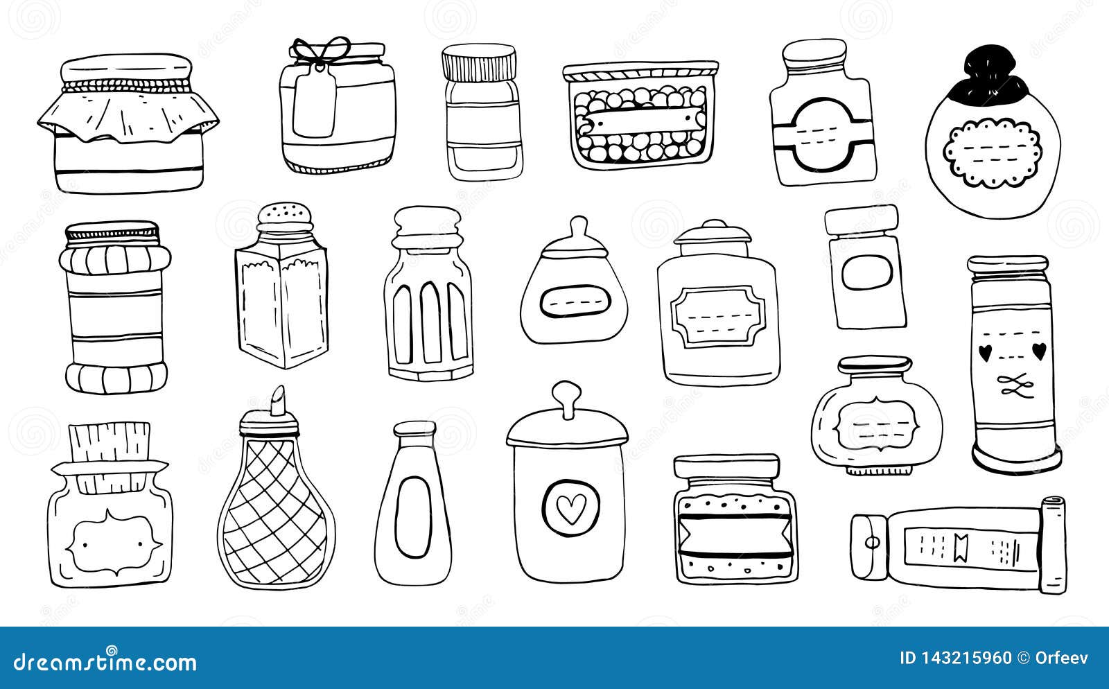 Hand Draw Vector Set of Condiment Bottle Sketch. Stock Vector ...