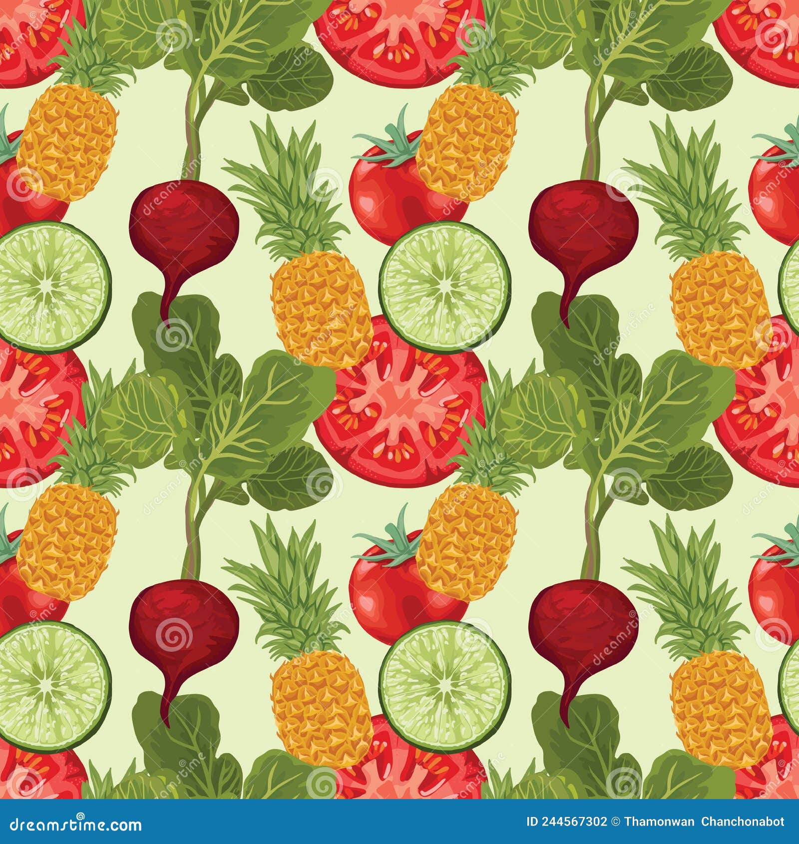 Hand Draw Vegetable Seamless Pattern Design Stock Vector - Illustration ...