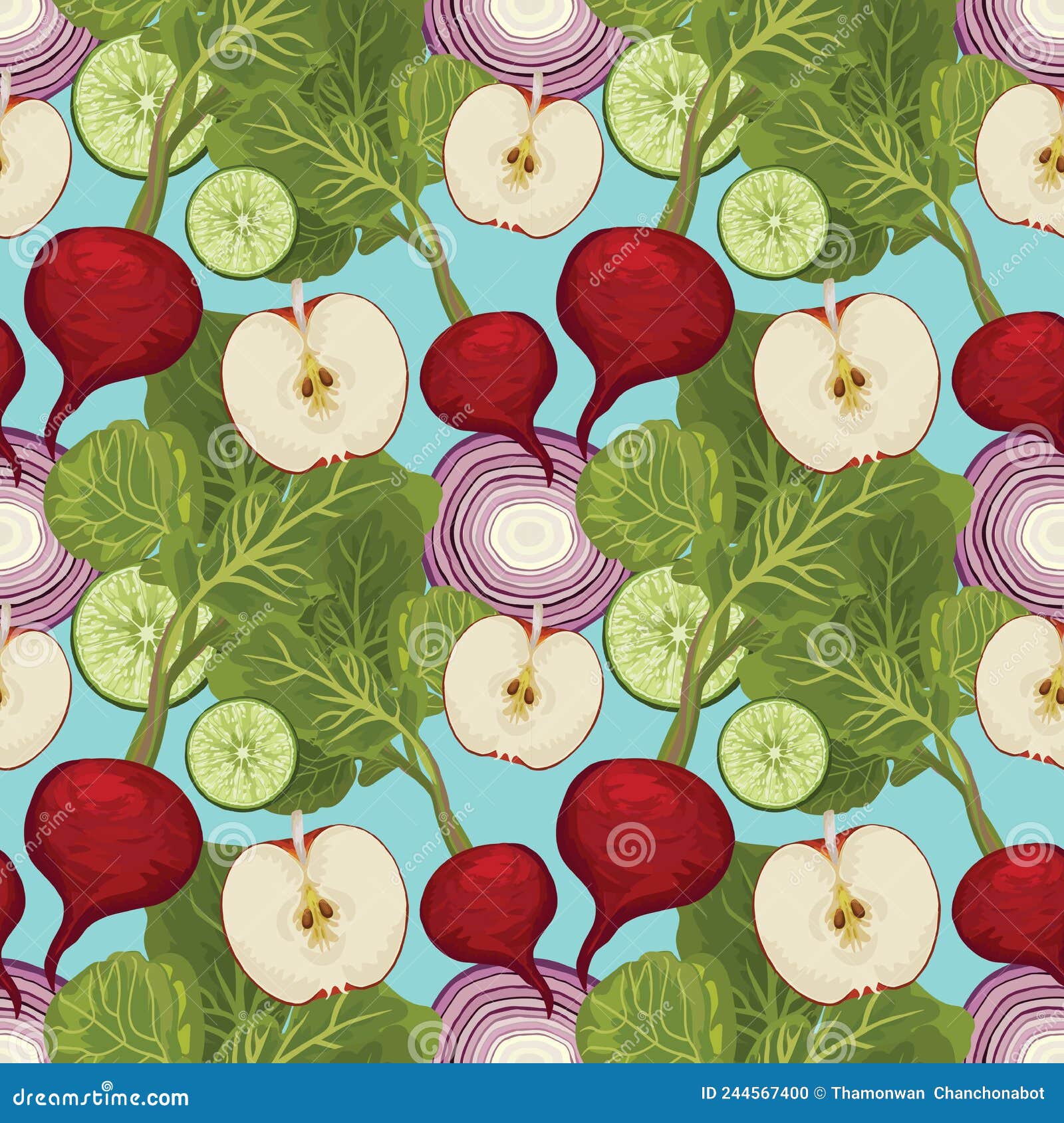 Hand Draw Vegetable Seamless Pattern Design Stock Vector - Illustration ...