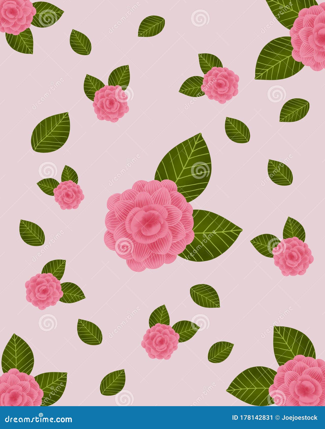 Hand Draw Wallpaper Pink Flower Illustrations Royalty-Free Cartoon ...