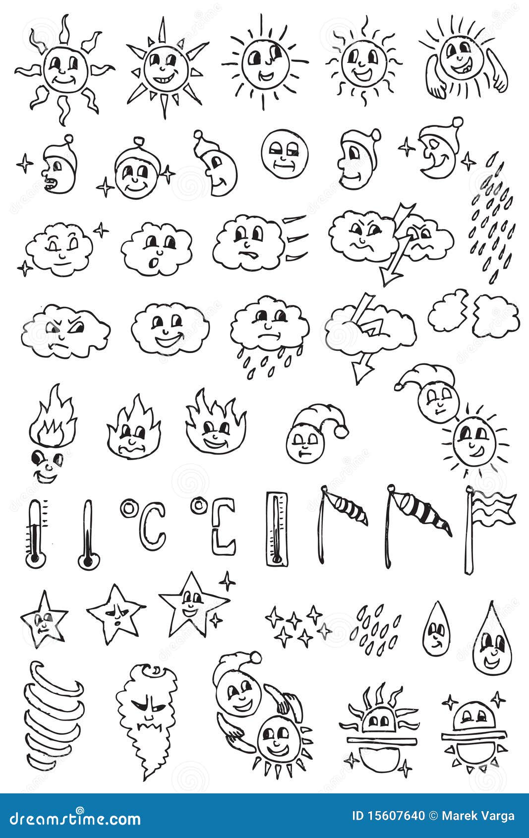 Hand Draw Weather Collection Stock Vector - Illustration of overcast ...