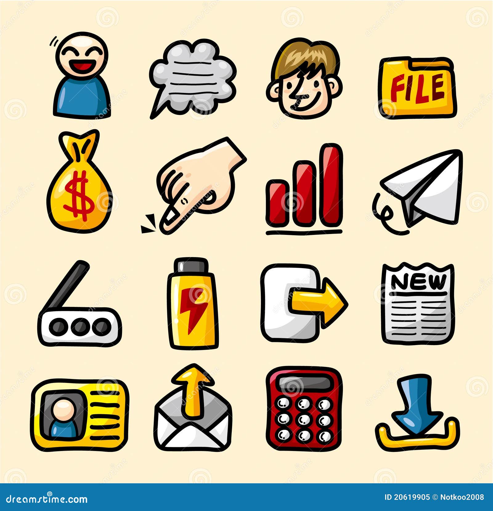 Hand Draw Web Icons Collection Stock Vector - Illustration of business ...