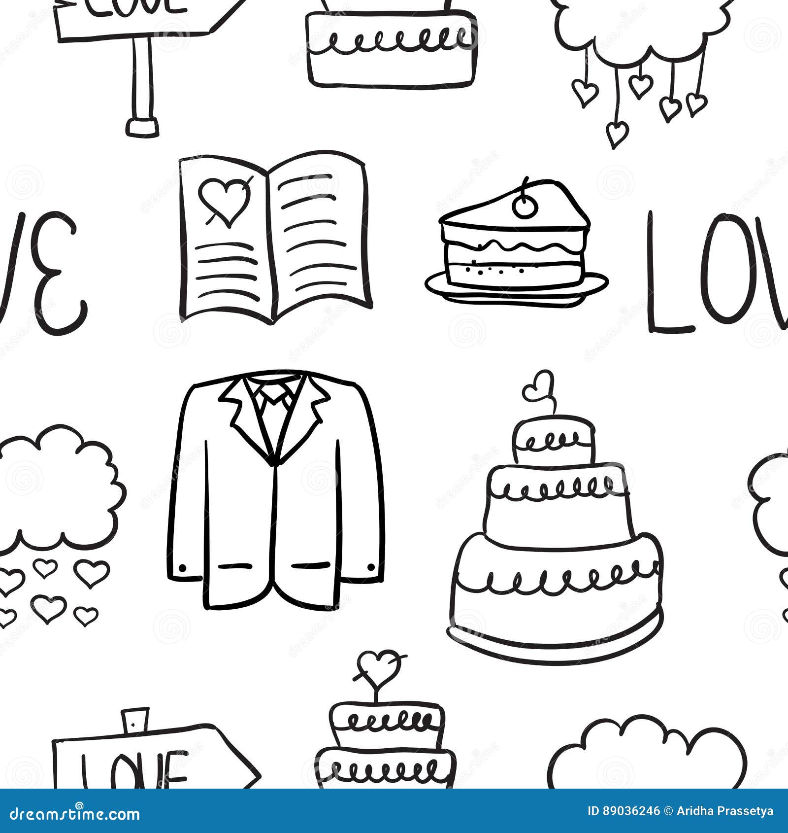 Hand Draw Wedding Element Doodles Stock Vector - Illustration of handdrawn, drink: 89036246