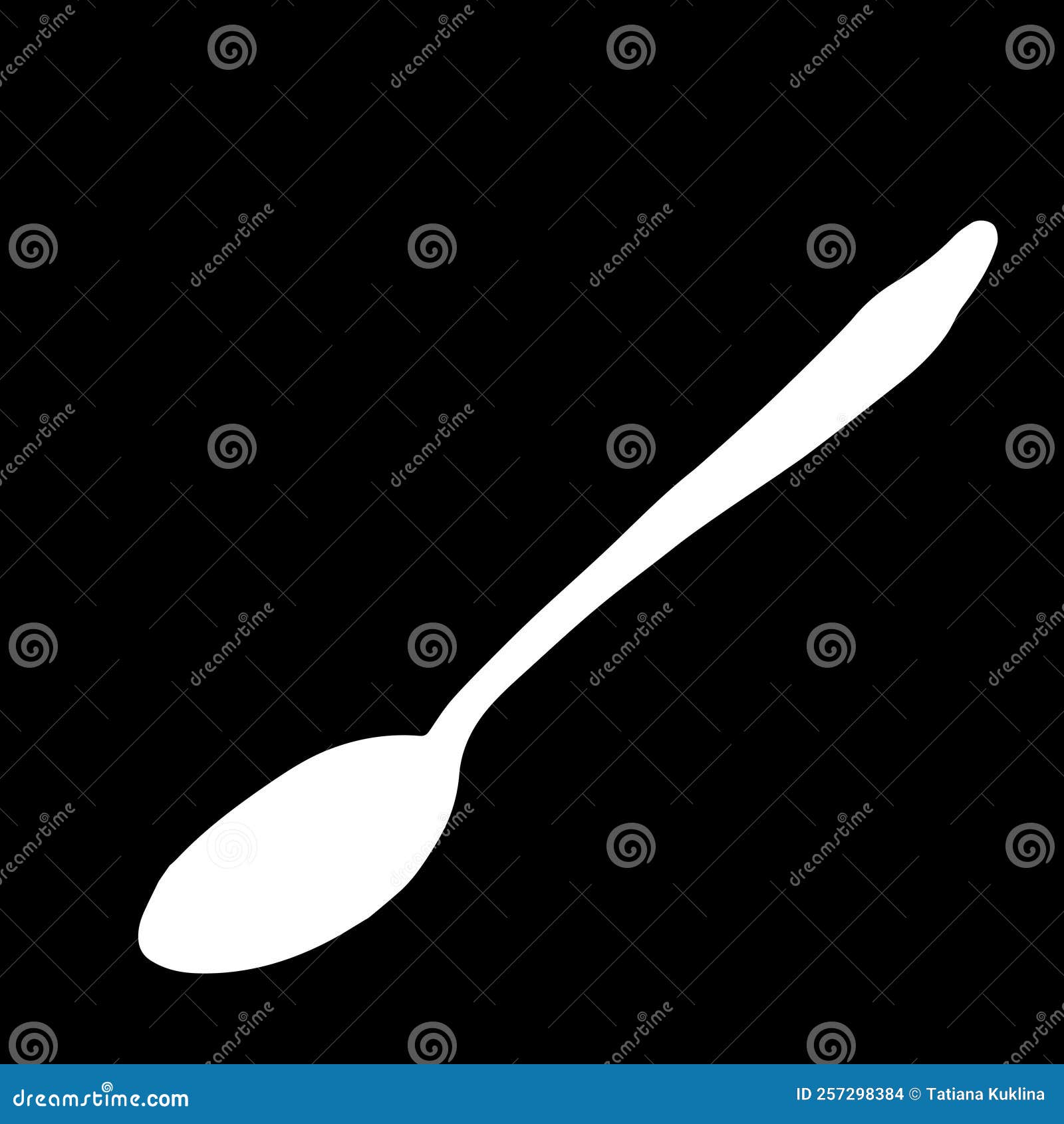 Hand-draw White Vector Illustration of Metallic Spoon Isolated on a ...