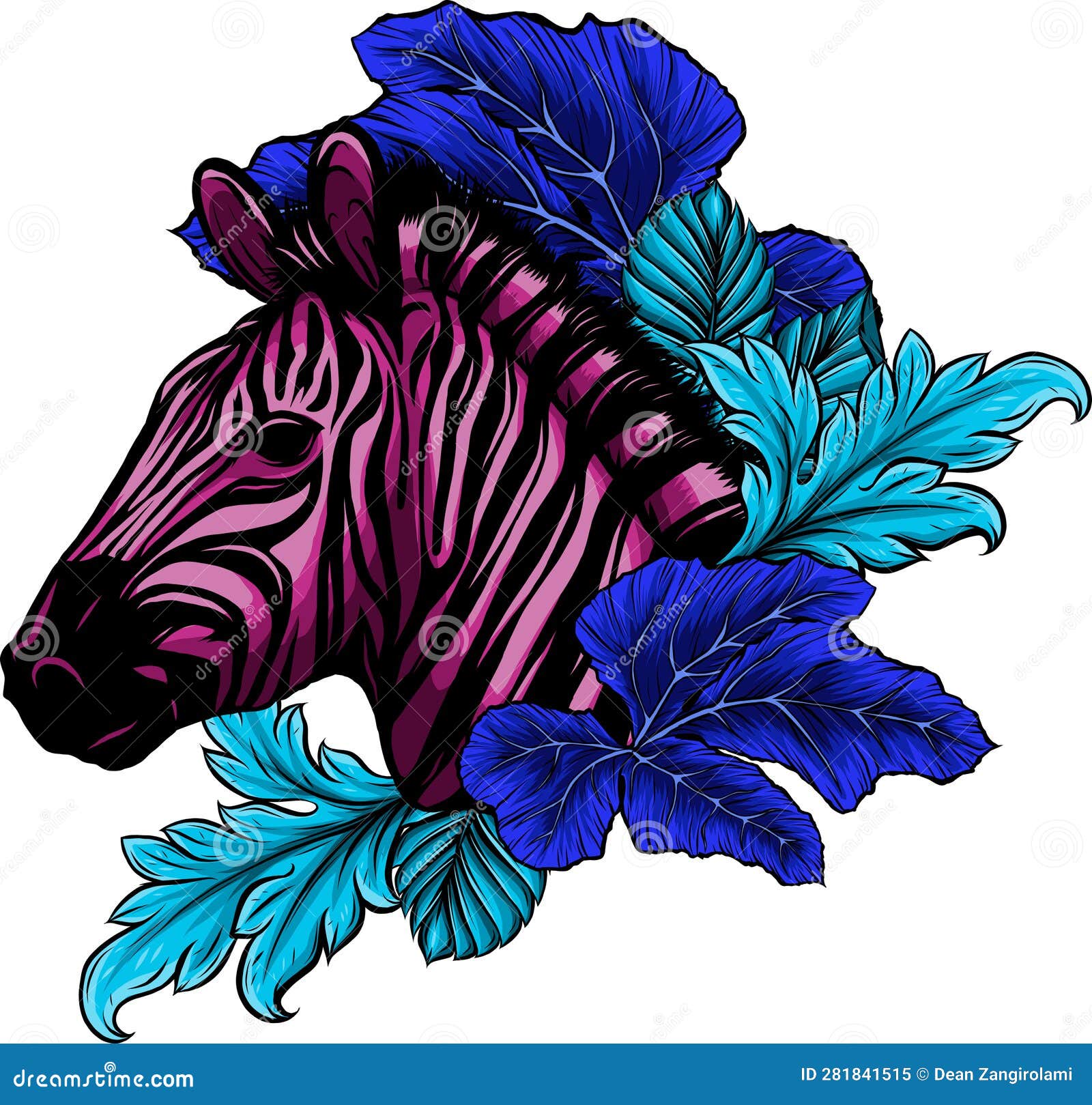 Hand Draw Zebra Head Vector Illustration Design Stock Vector ...