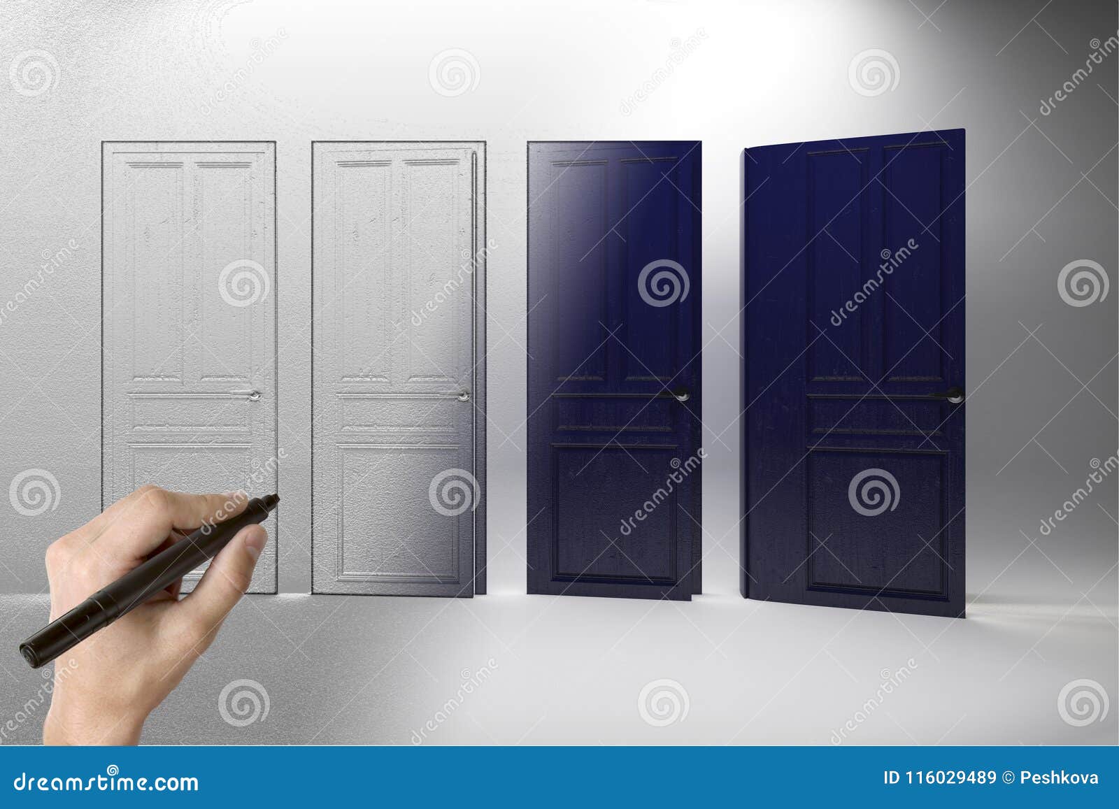 Hand Drawing Abstract Doors Stock Illustration - Illustration of ...