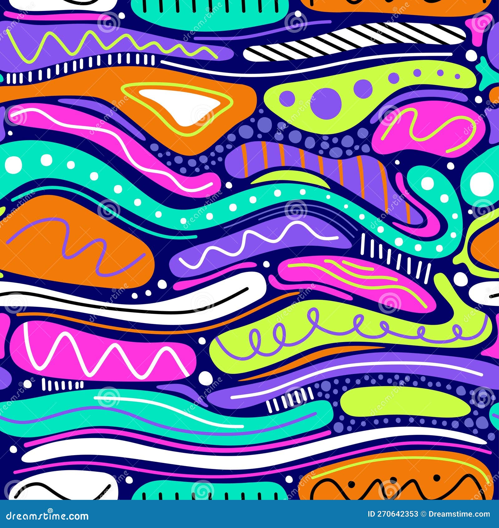 Hand Drawing of Abstract Line Memphis Seamless Pattern Stock ...