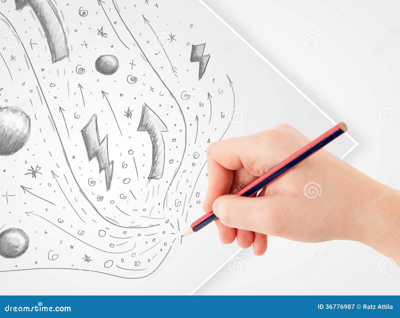 Hand Drawing Abstract Sketches and Doodles on Paper Stock Image - Image ...