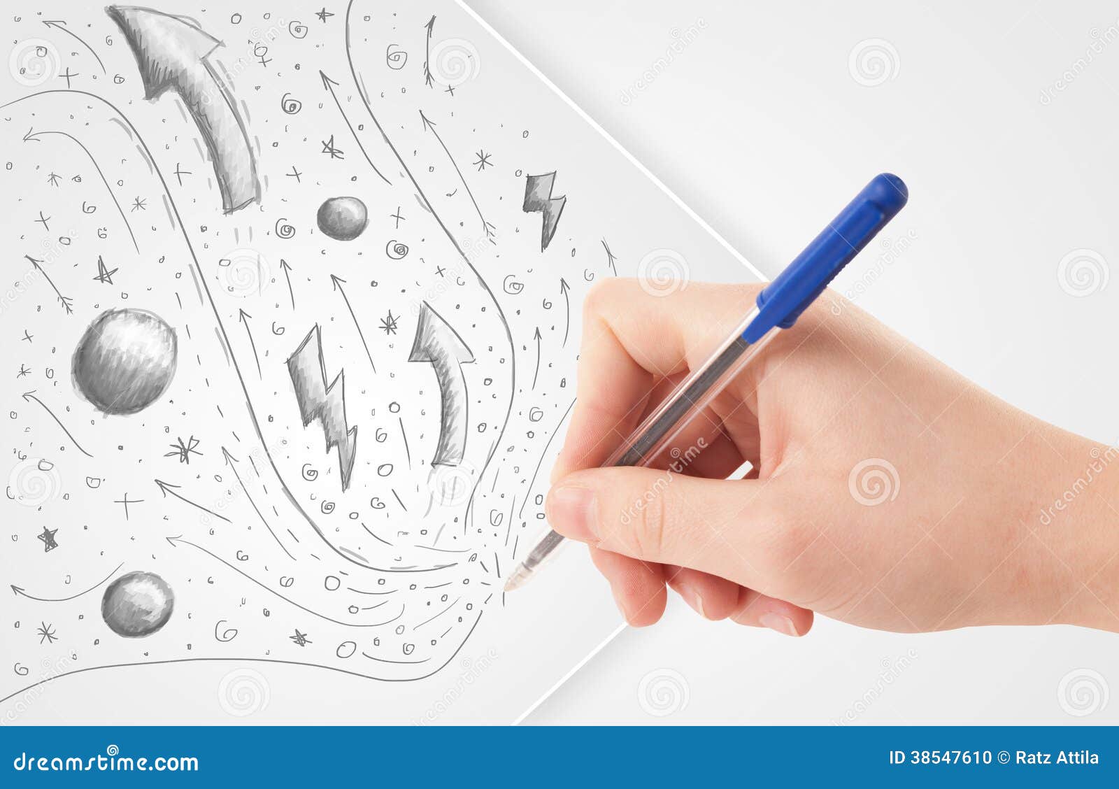 Hand Drawing Abstract Sketches and Doodles on Paper Stock Photo - Image ...