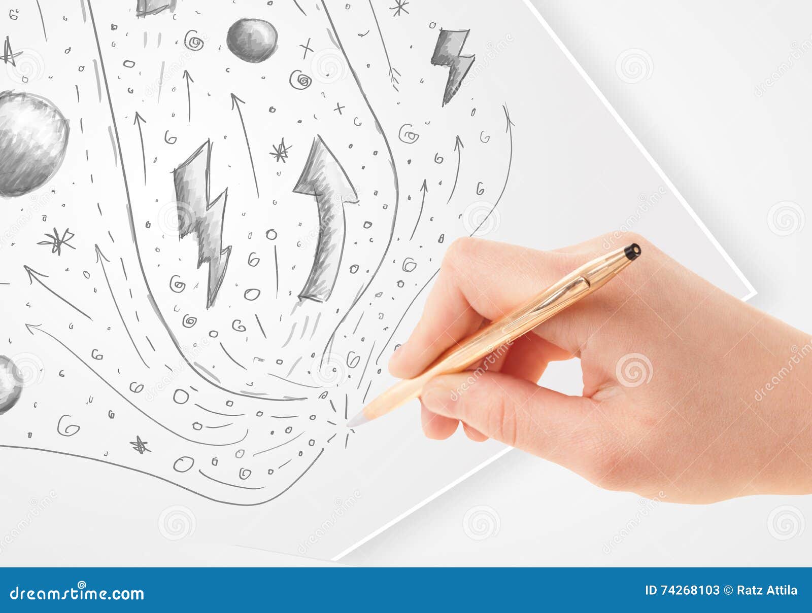 Hand Drawing Abstract Sketches and Doodles on Paper Stock Illustration ...