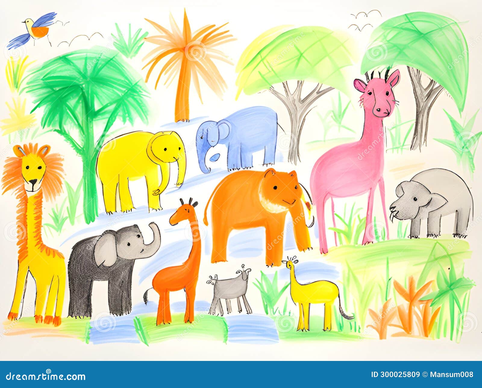 Hand Drawing of African Animals Stock Illustration - Illustration of ...