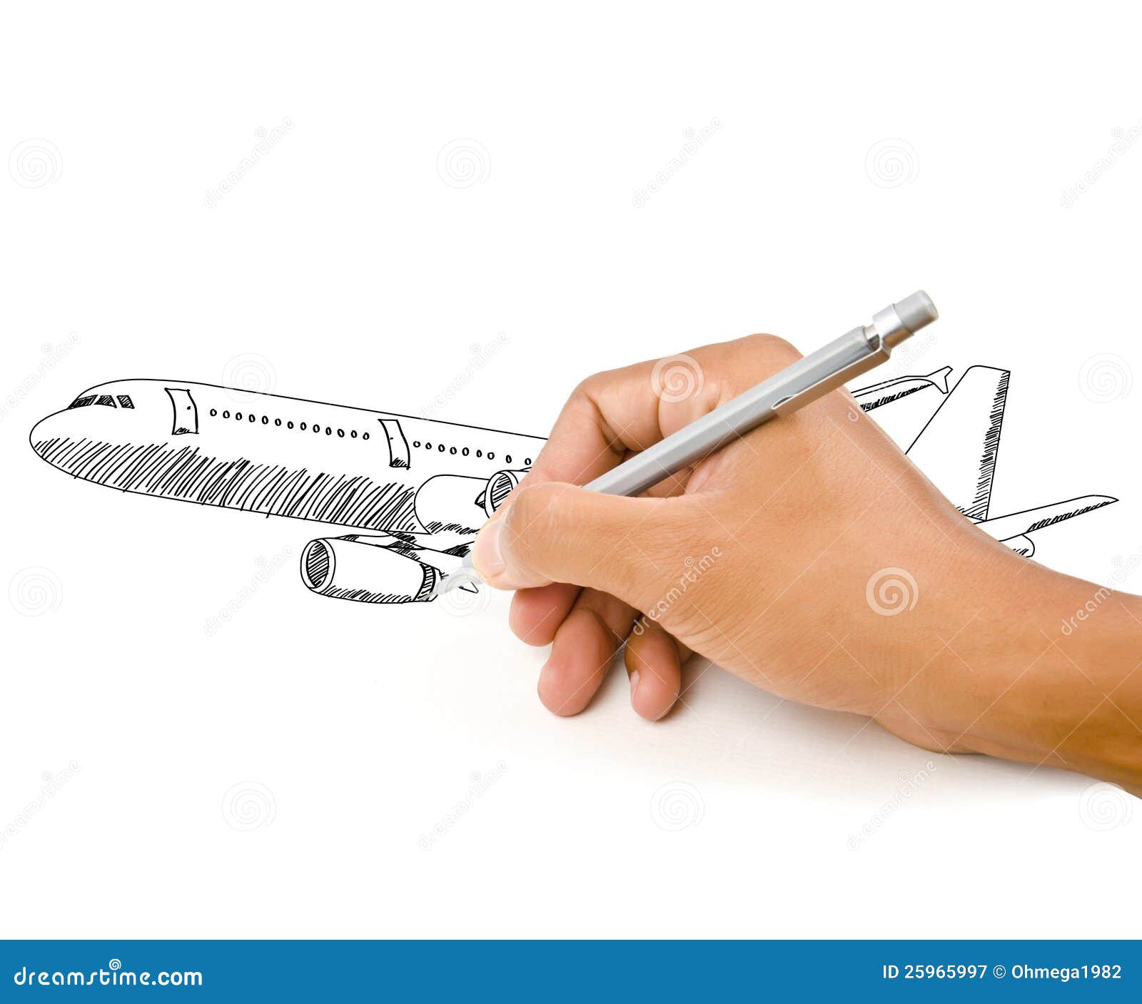 Hand Drawing Airplane for Travel Around the World. Stock Image - Image ...