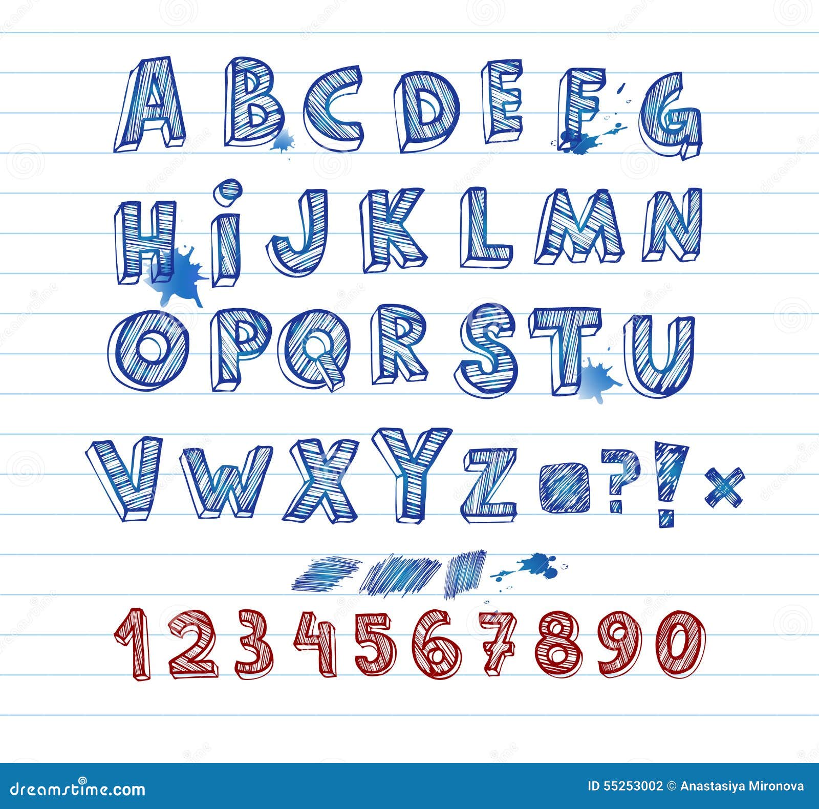 Hand drawing alphabet stock vector. Illustration of drawing - 55253002