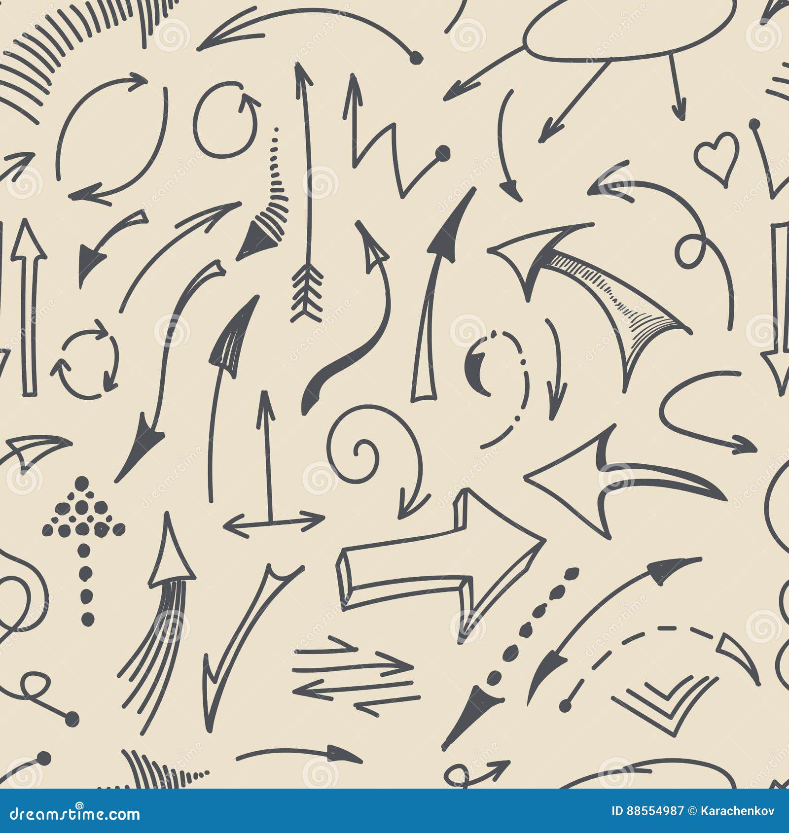 Hand Drawing Arrows Seamless Patternt. Vector Stock Vector ...