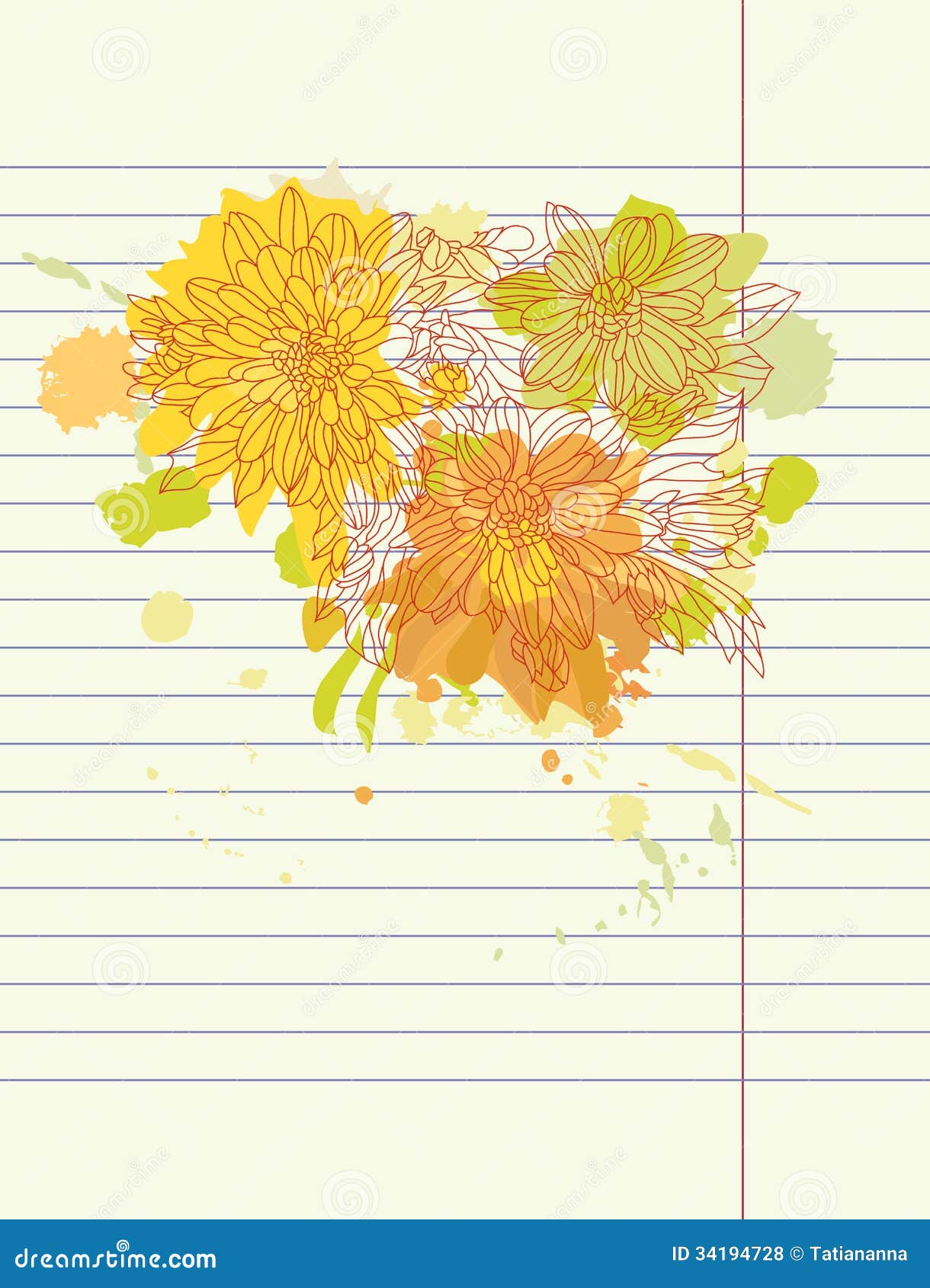 Hand Drawing Autumn Flowers Vector Stock Vector - Illustration of ...