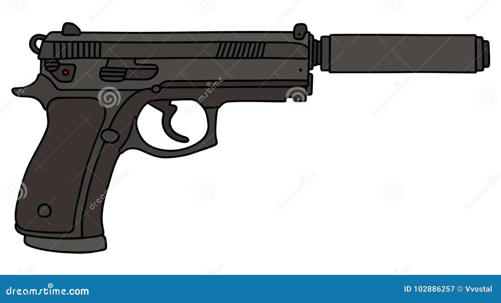 MP5 SD6 With Silencer Cartoon Vector | CartoonDealer.com #258273219