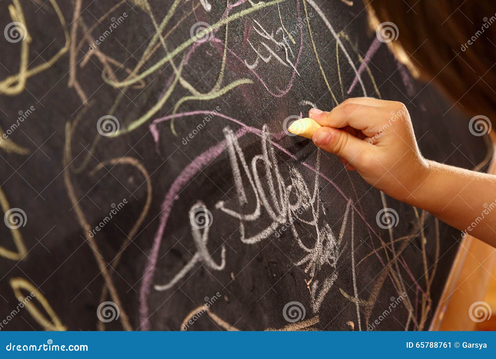 Hand Drawing on a Blackboard Stock Image - Image of frame, desk: 65788761
