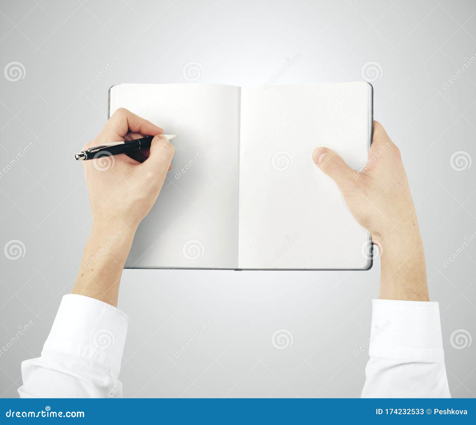 Hand Drawing in Blank Notepad Stock Image - Image of open, items: 174232533