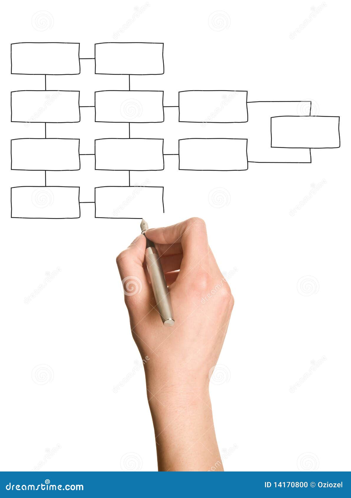 Hand Drawing Blank Organization Chart Stock Photo - Image of ...