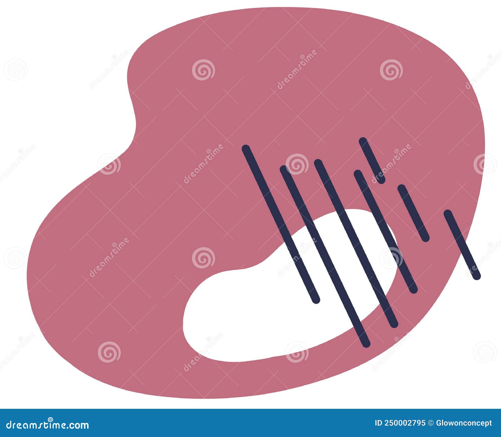 Hand Drawing Blob and Parallel Graphic Lines Hip Organic Art Abstract ...