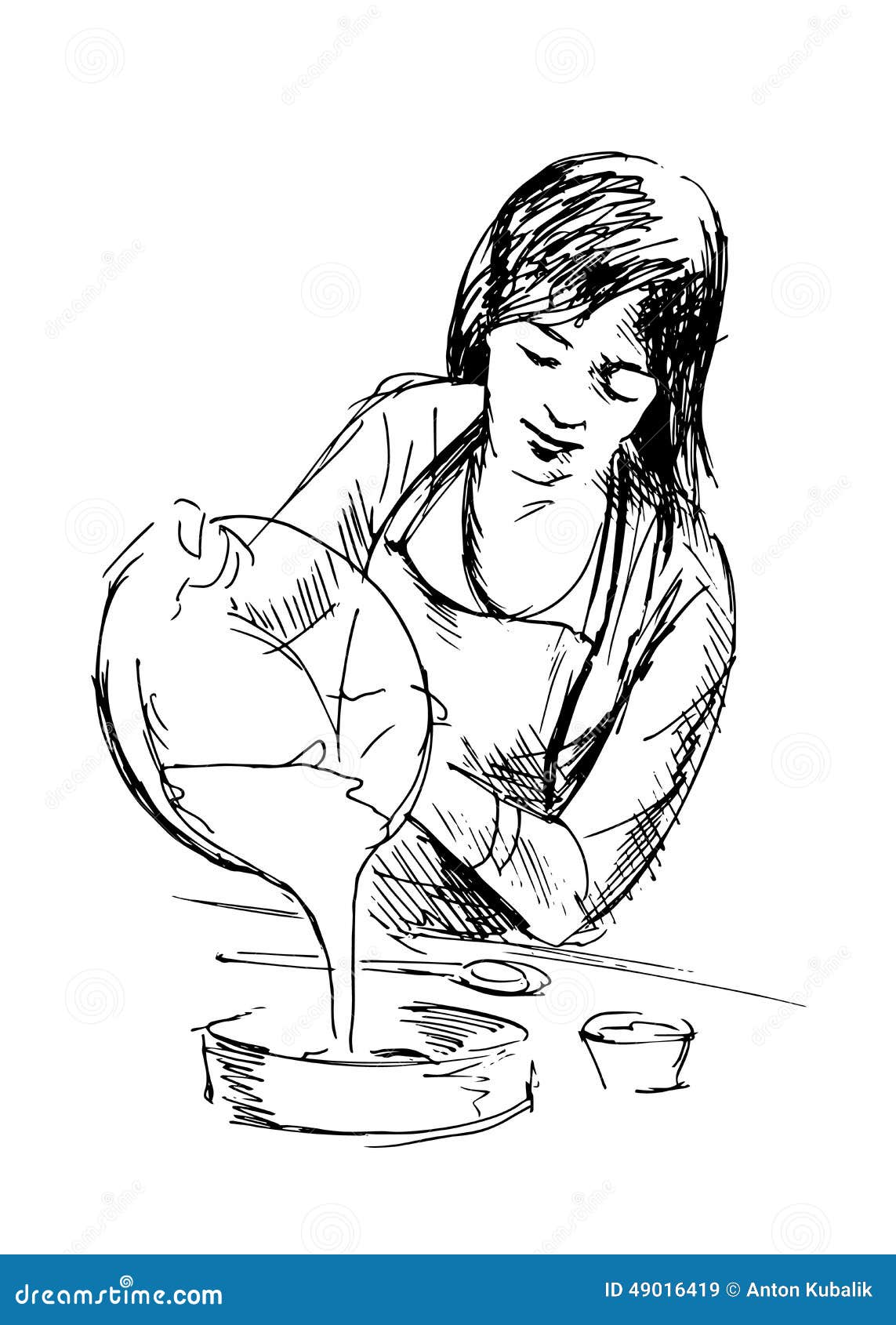 Hand drawing boiling women stock vector. Illustration of baking - 49016419