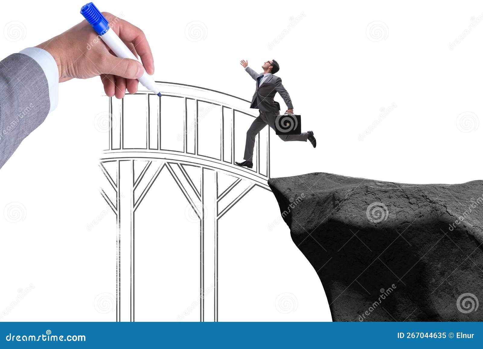 Hand Drawing Bridge in Business Concept Stock Image - Image of ...