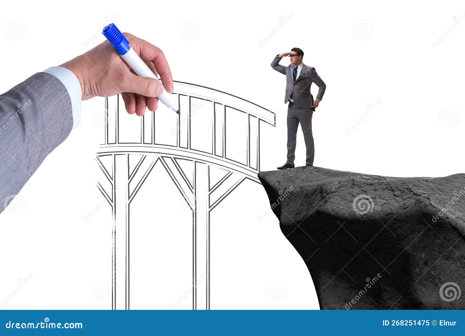 Hand Drawing Bridge in Business Concept Stock Image - Image of ...
