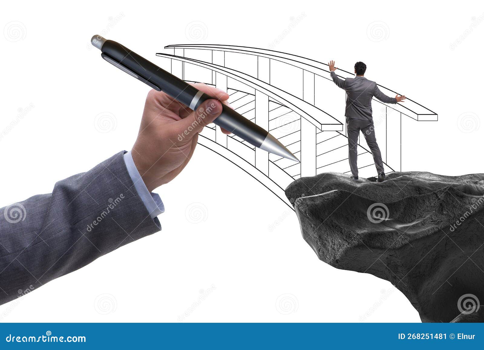 Hand Drawing Bridge in Business Concept Stock Image - Image of hand ...