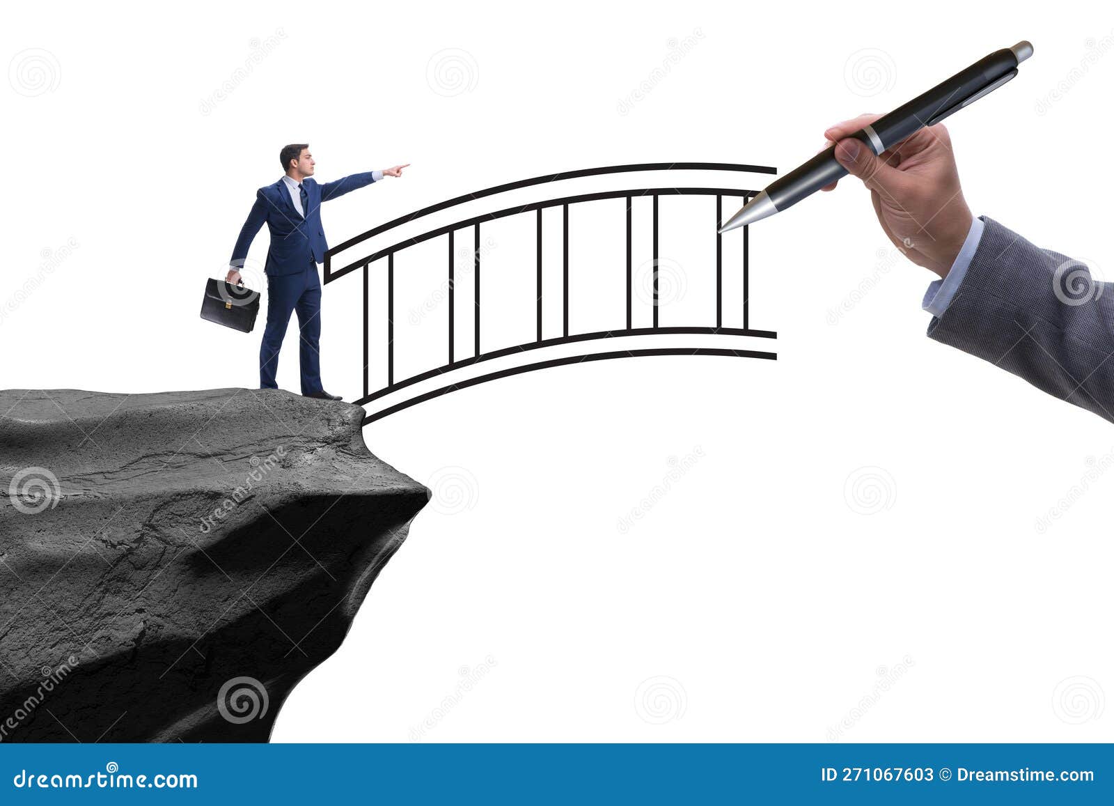 Hand Drawing Bridge in Business Concept Stock Image - Image of building ...