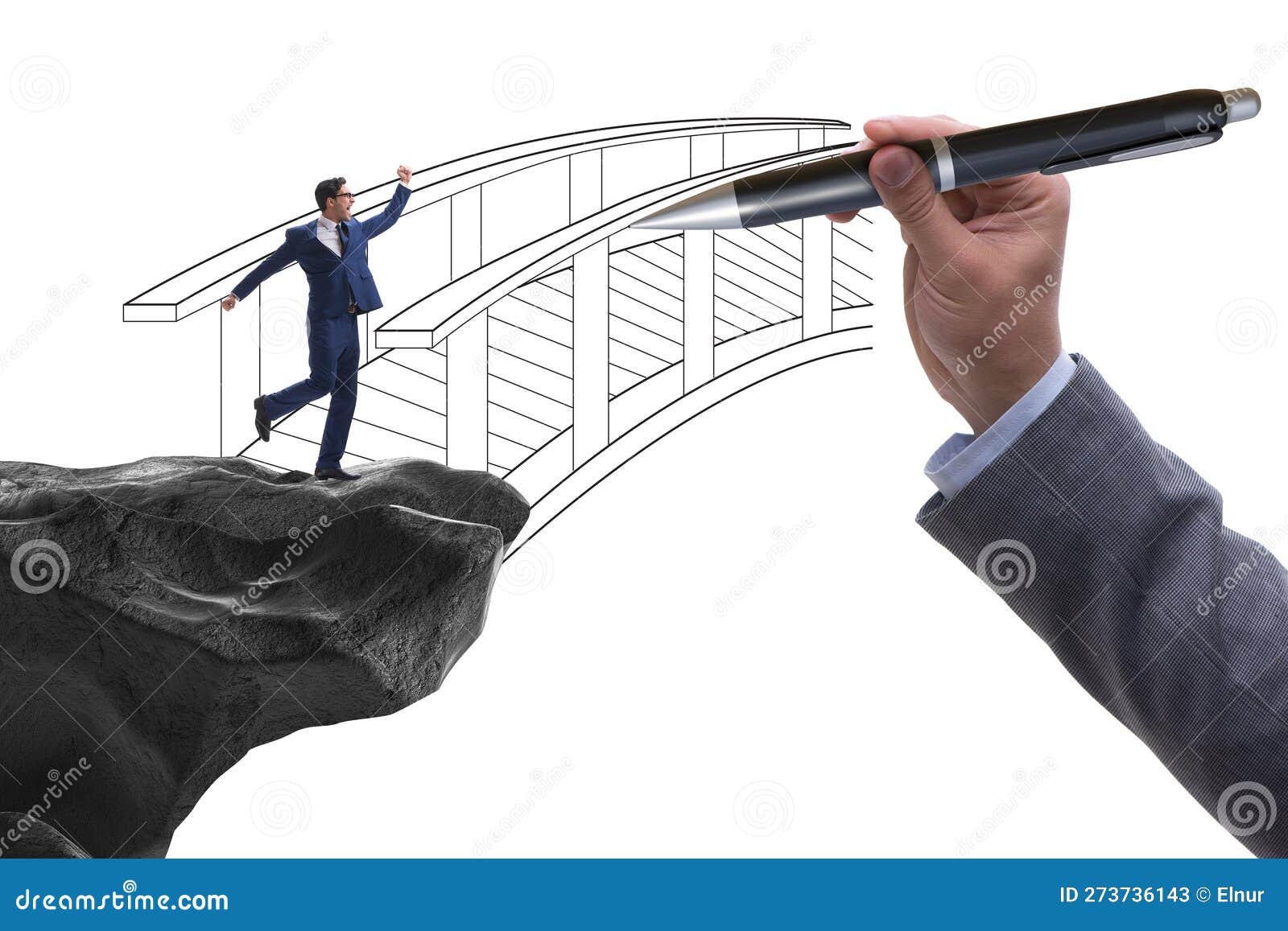 Hand Drawing Bridge in Business Concept Stock Illustration ...