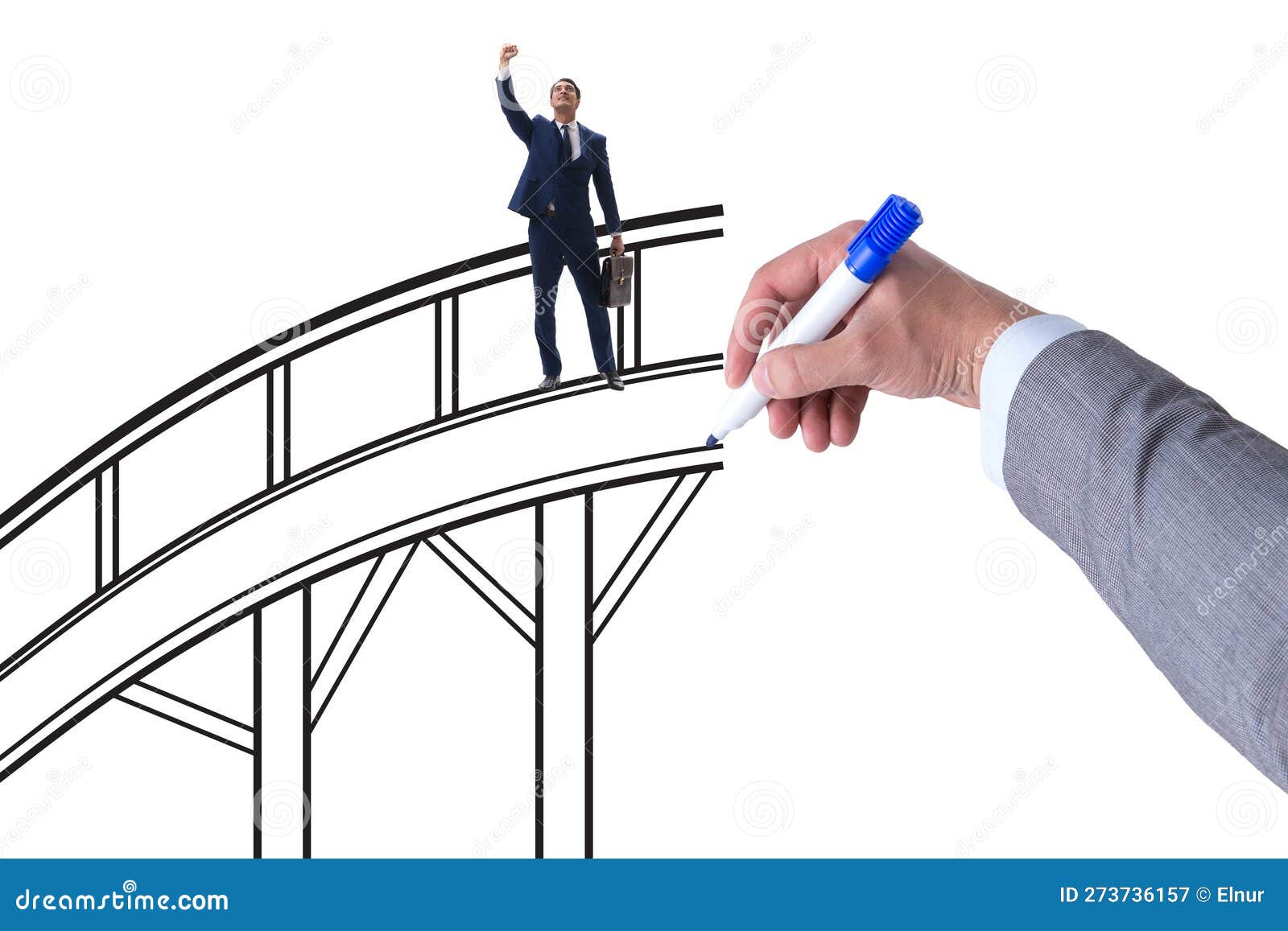 Hand Drawing Bridge in Business Concept Stock Illustration ...