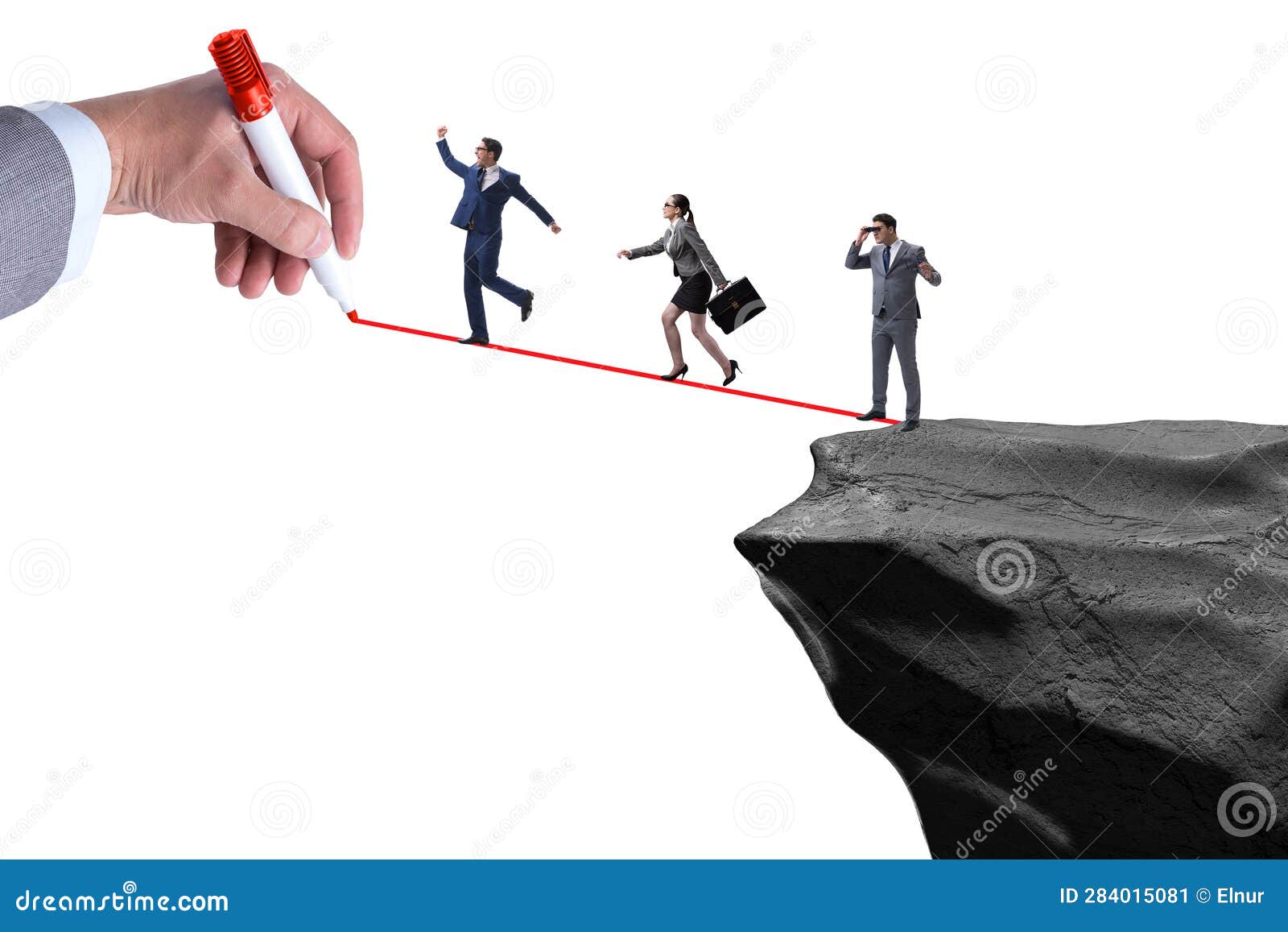 Hand Drawing Bridge for Business People Stock Image - Image of danger ...
