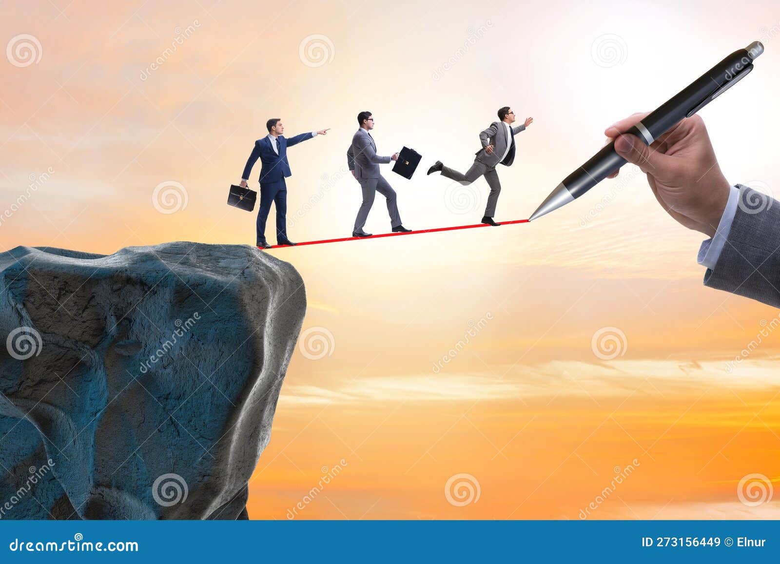 Hand Drawing Bridge for Businessman Stock Image - Image of pencil ...