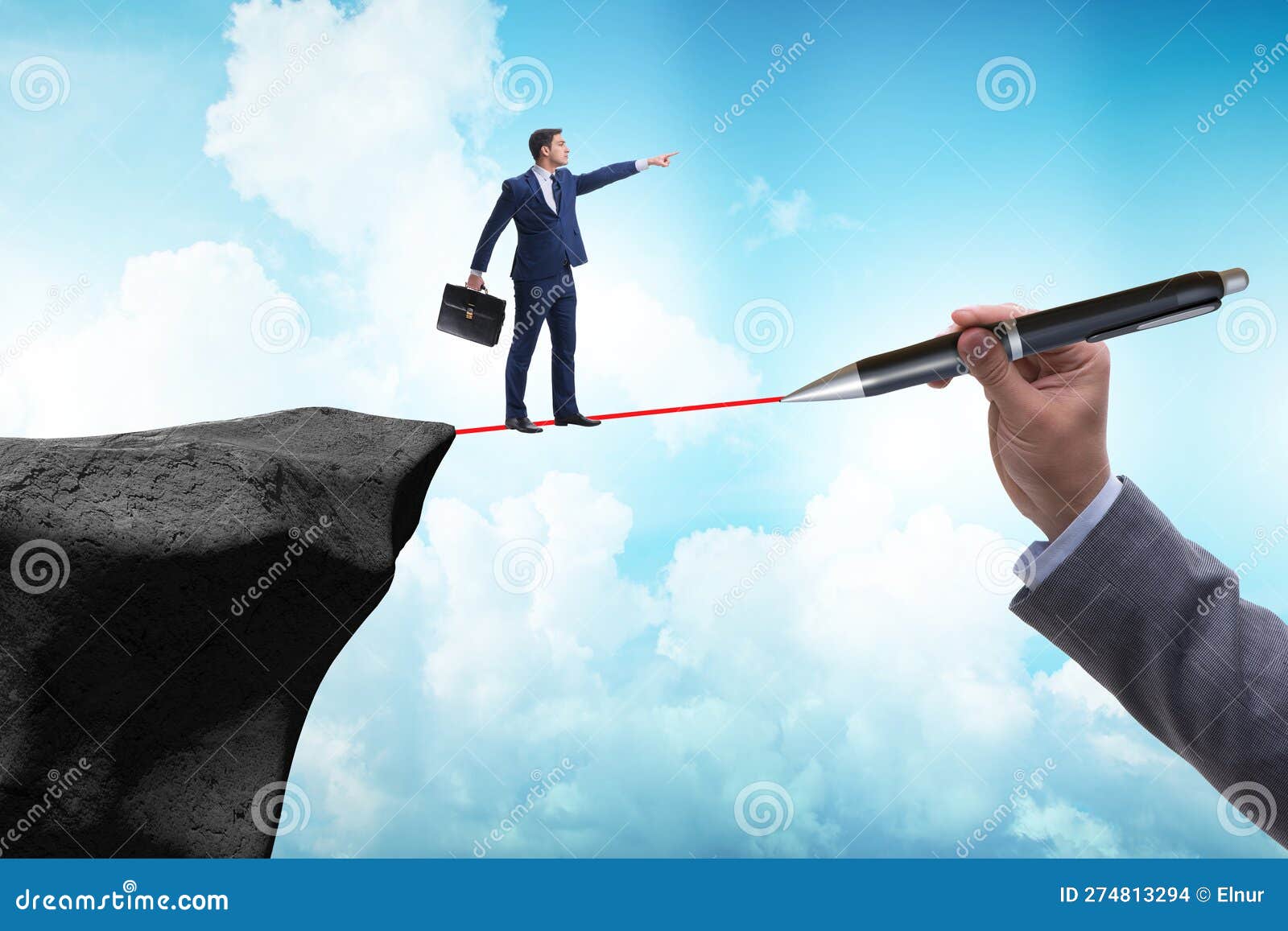 Hand Drawing Bridge for Businessman Stock Photo - Image of balance ...