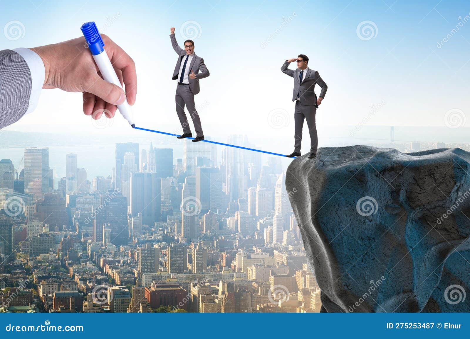 Hand Drawing Bridge for Businessman Stock Image - Image of future ...