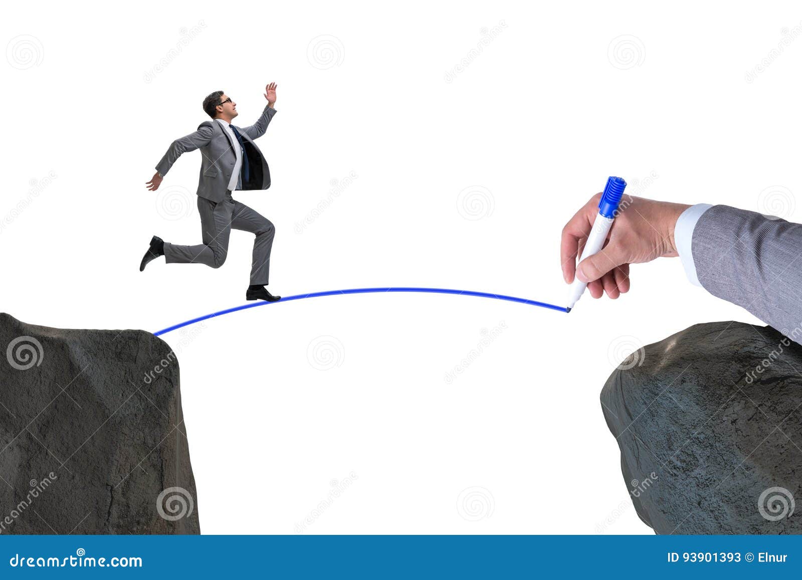 The Hand Drawing Bridge Under Businessman Stock Image - Image of ...