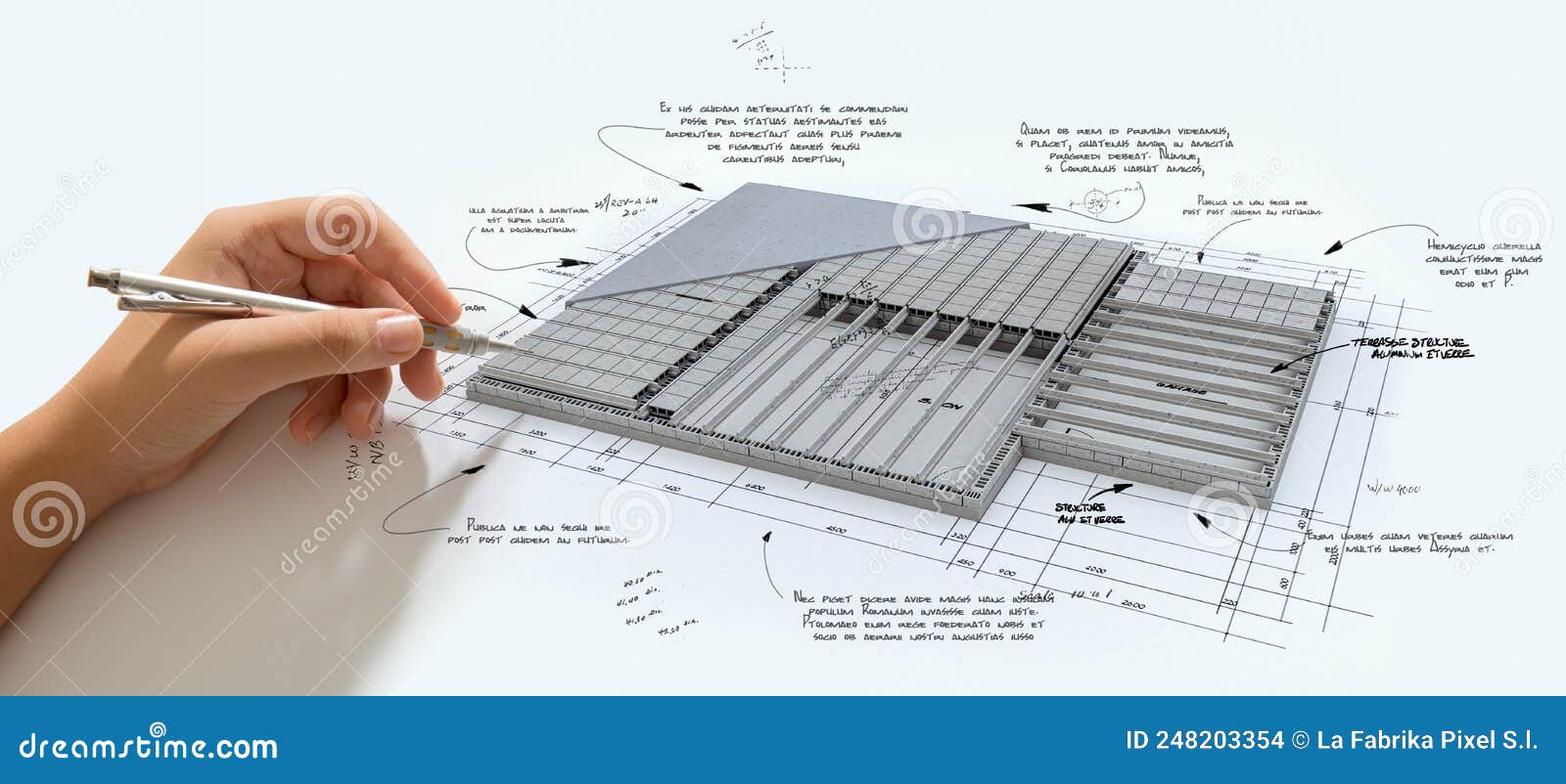 Hand Drawing Building Foundation Technical Details Stock Photo - Image ...