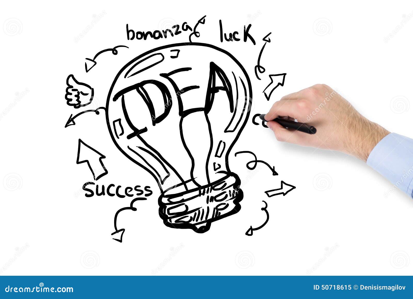 Hand drawing bulb stock image. Image of education, hand - 50718615