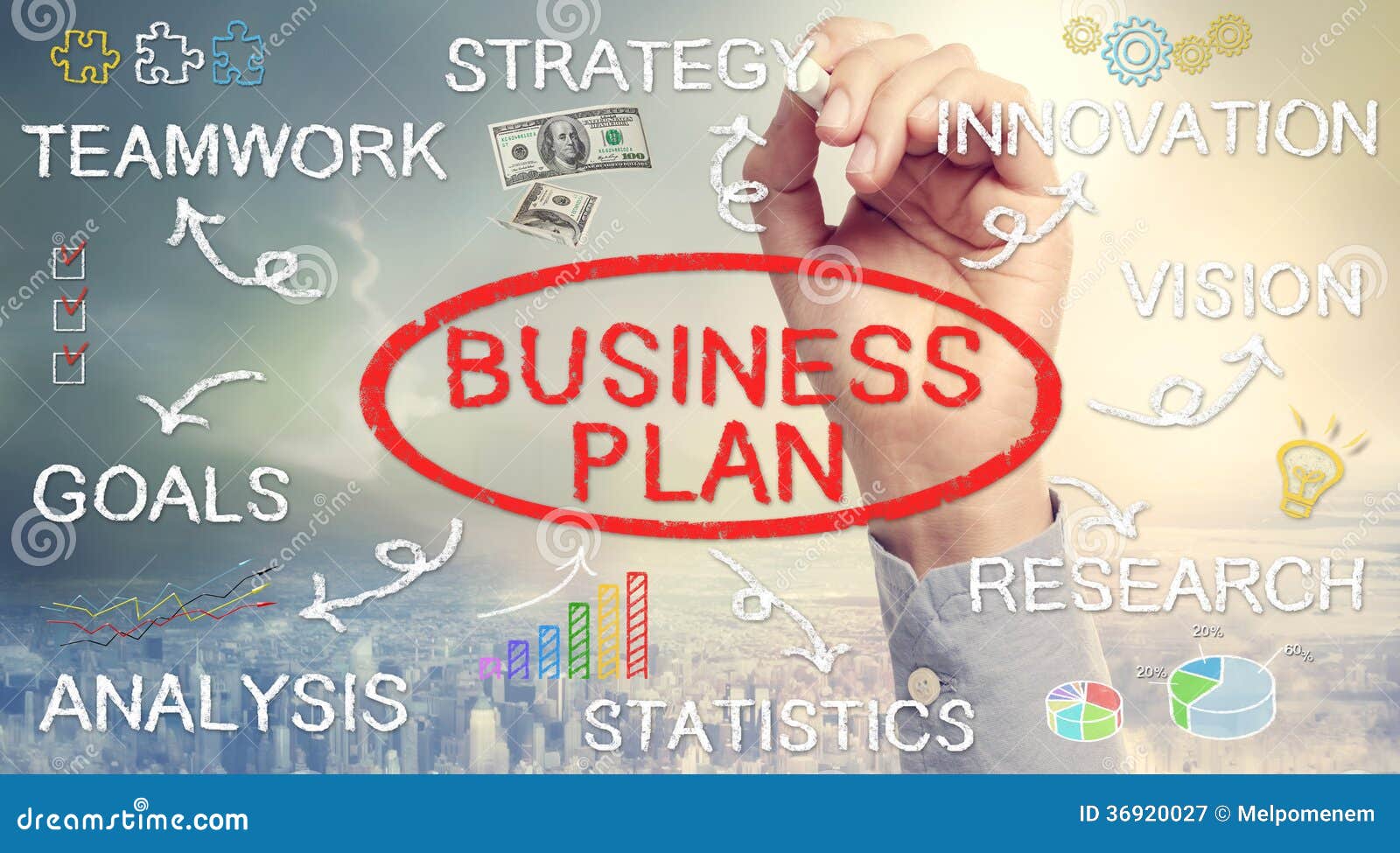 Hand Drawing Business Plan Flowchart Stock Image - Image of business ...