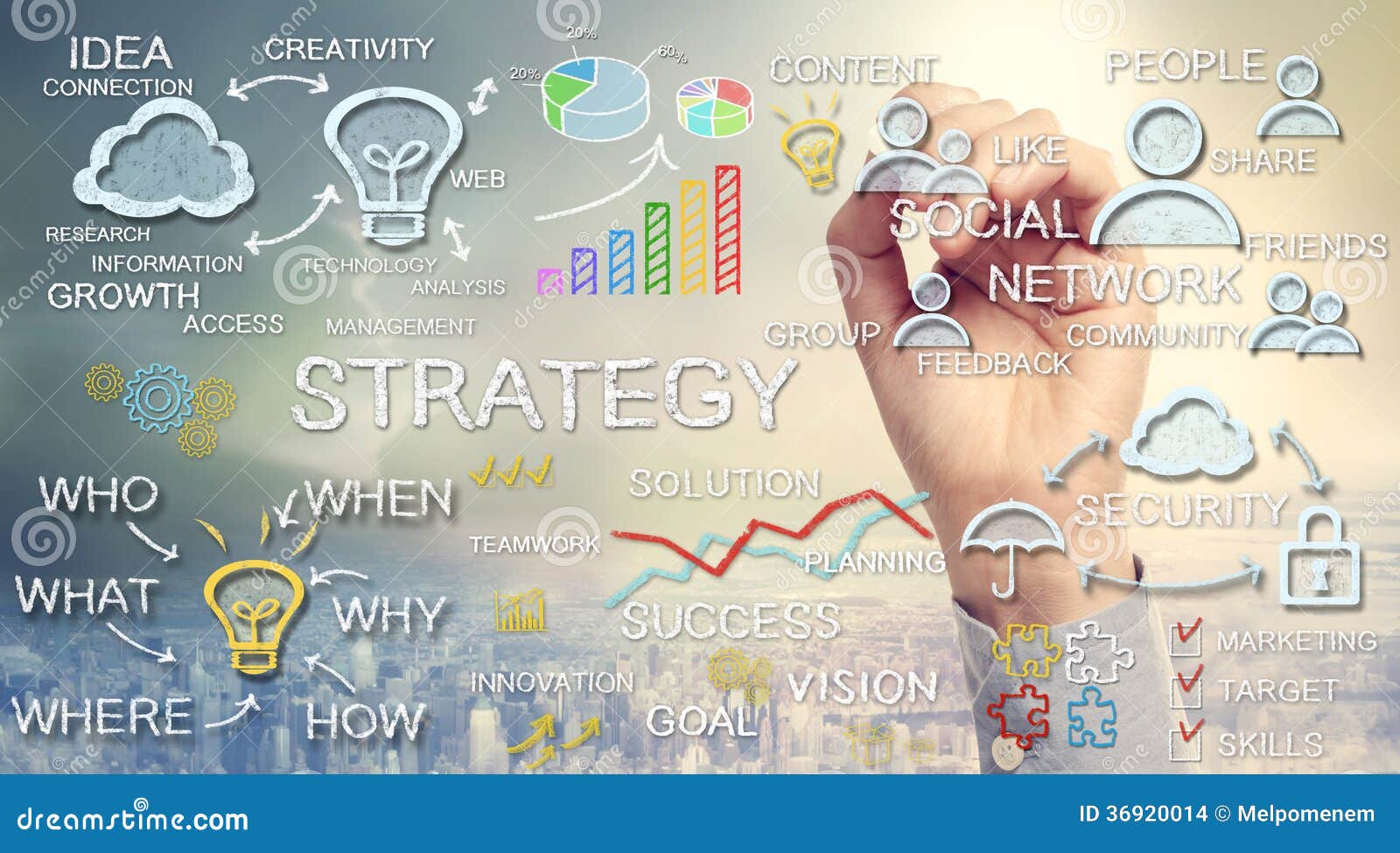 Hand Drawing Business Strategy Concepts Stock Photo - Image of ...