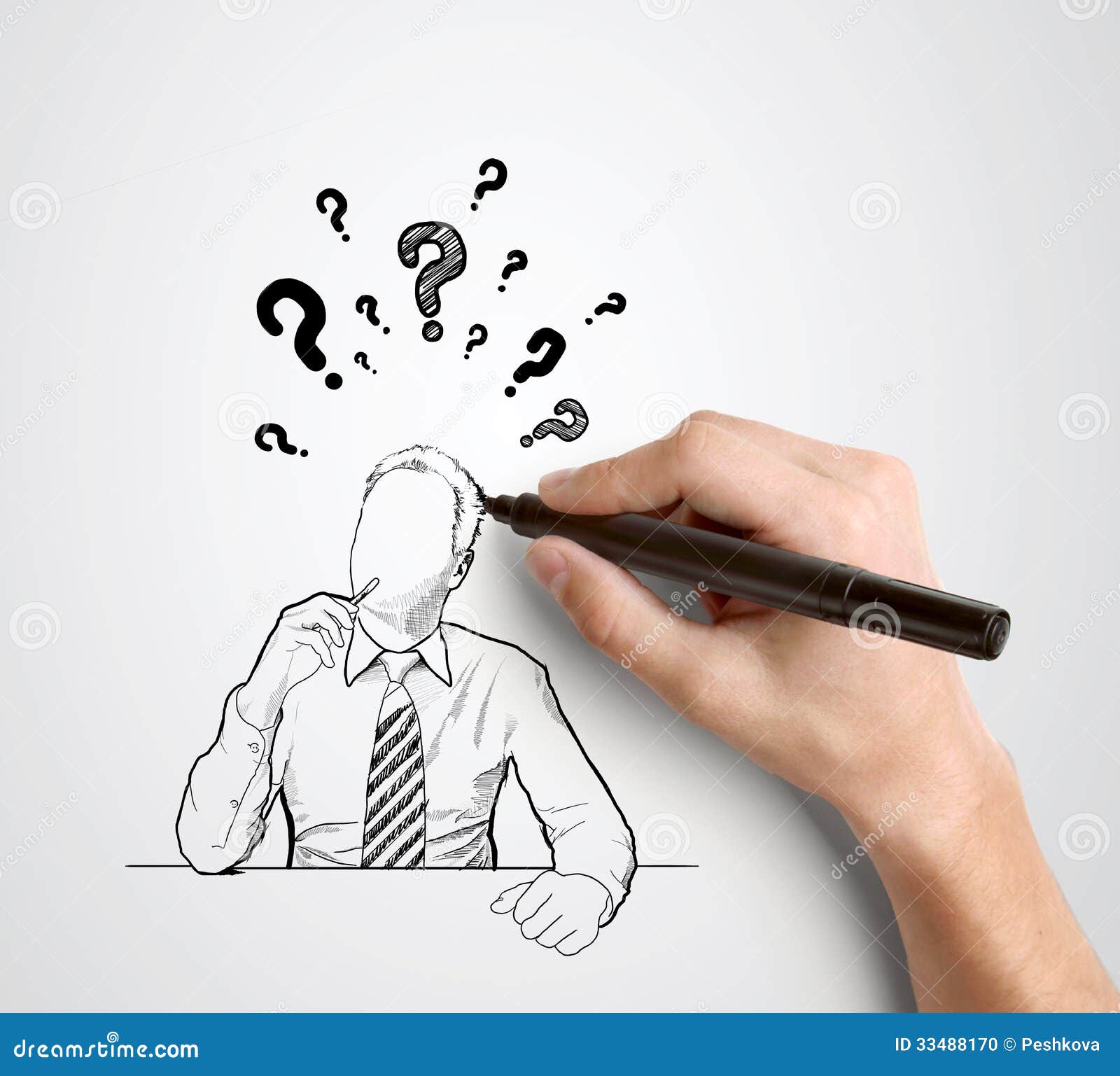 Hand drawing businessman stock photo. Image of drawing - 33488170
