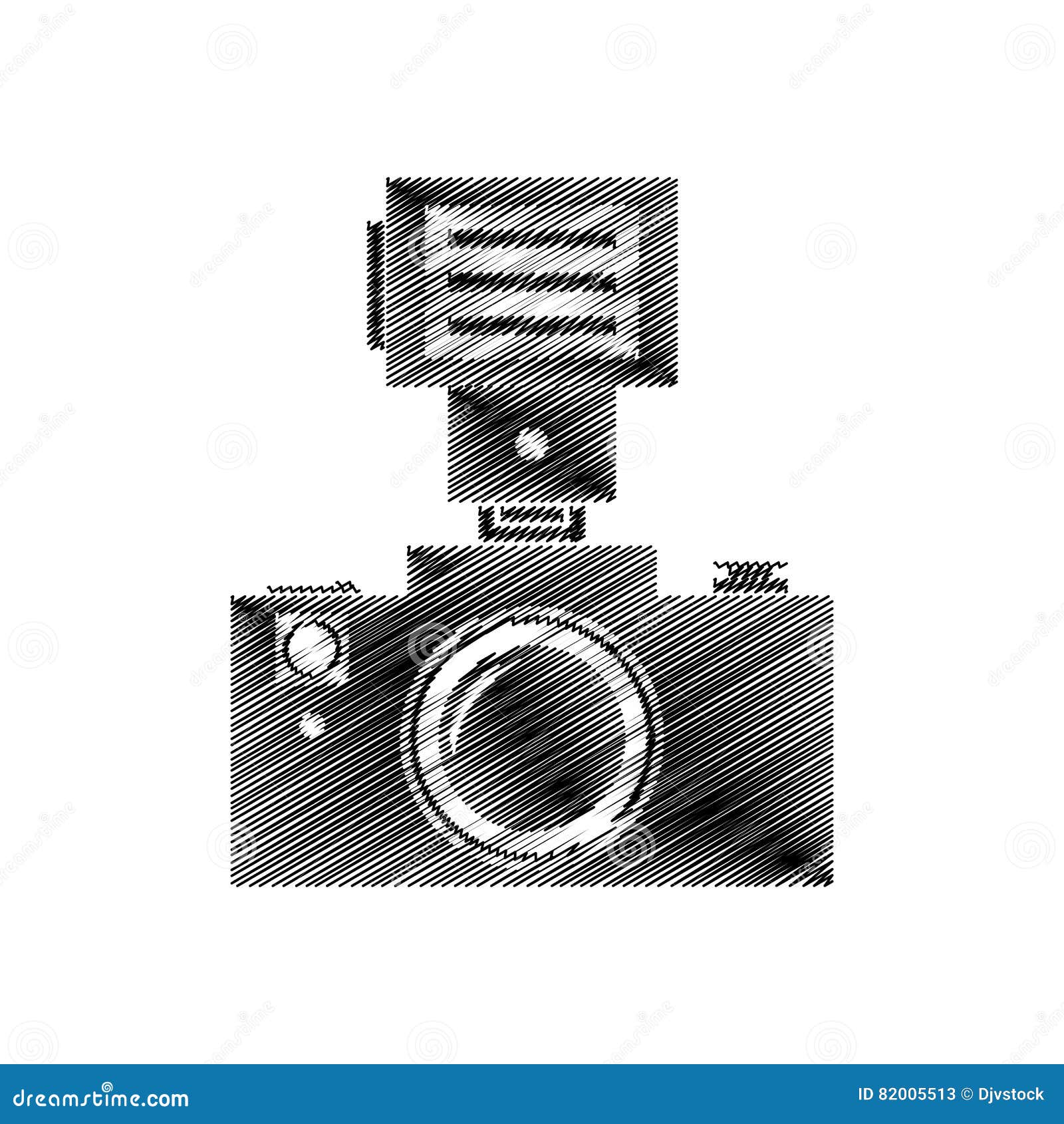 Hand Drawing Camera Photographic with Flash Stock Vector - Illustration ...