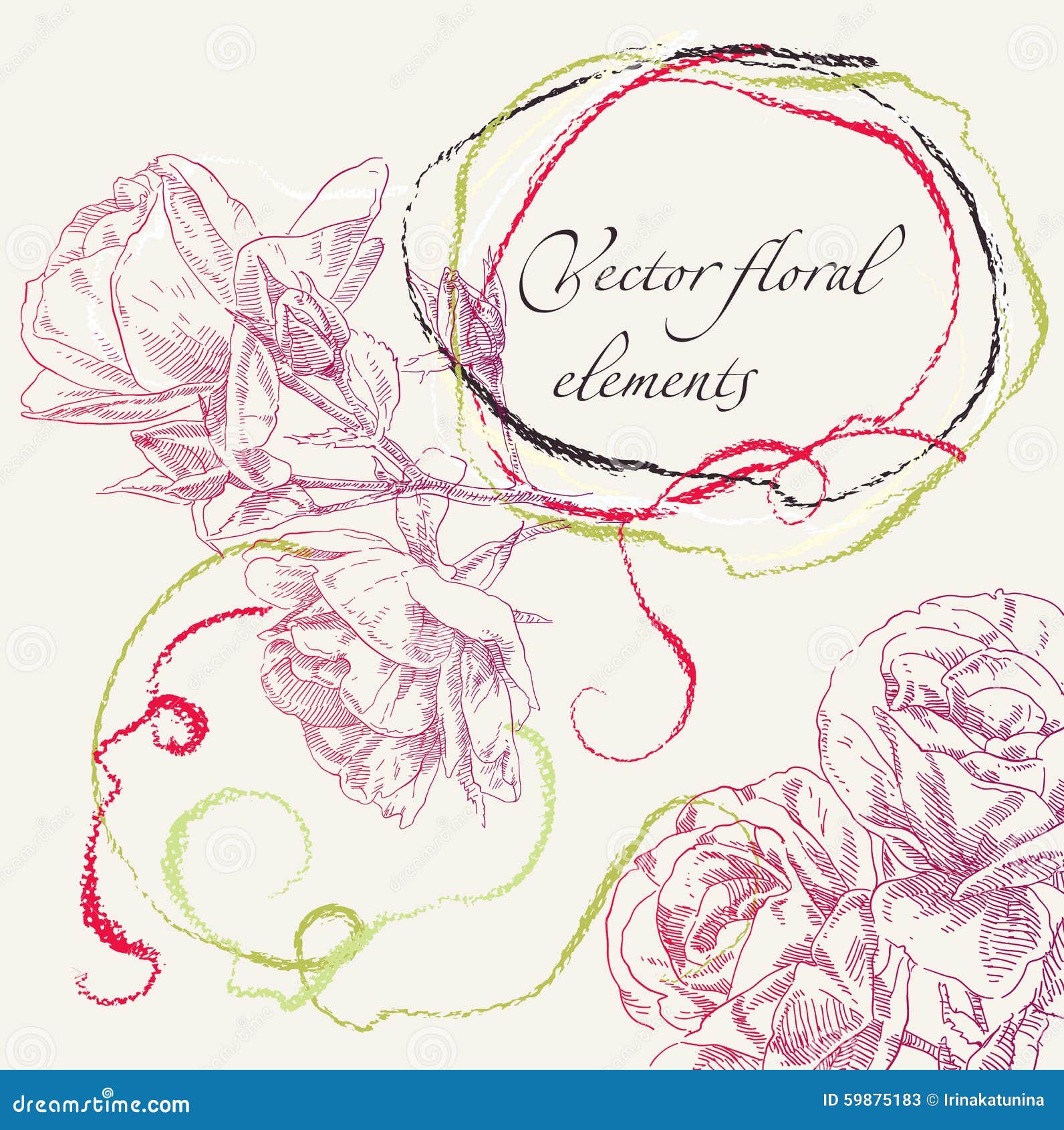 Hand Drawing Card Flower Vector Frames Stock Vector - Illustration of ...